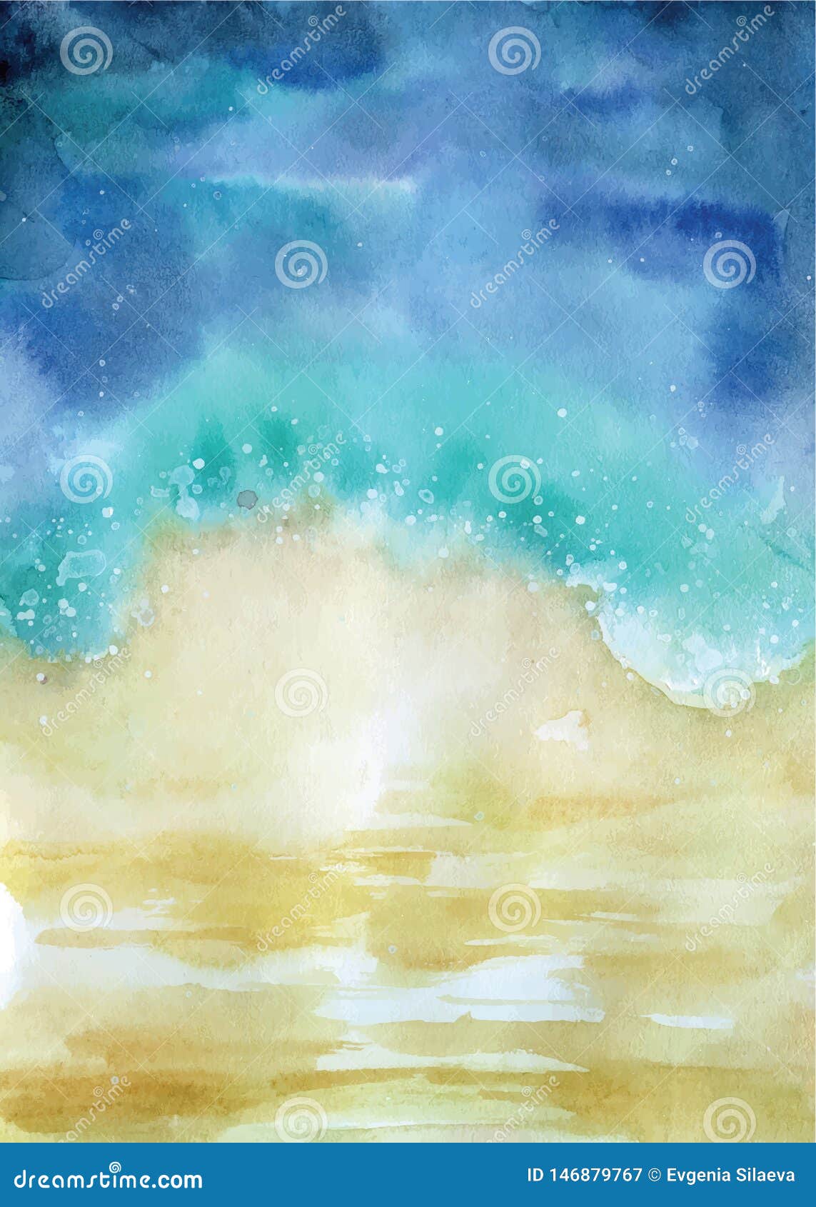 Watercolor Beach Top View Abstract Seascape Illustration Stock Vector ...