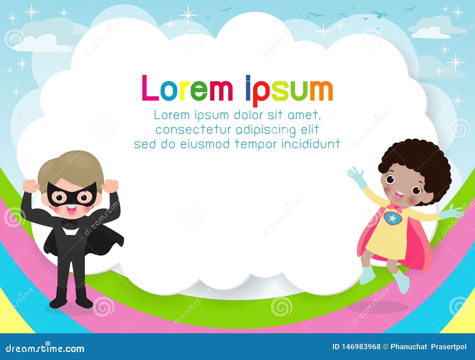 Superhero Kid on Background,Template for Advertising Brochure,your Text ...