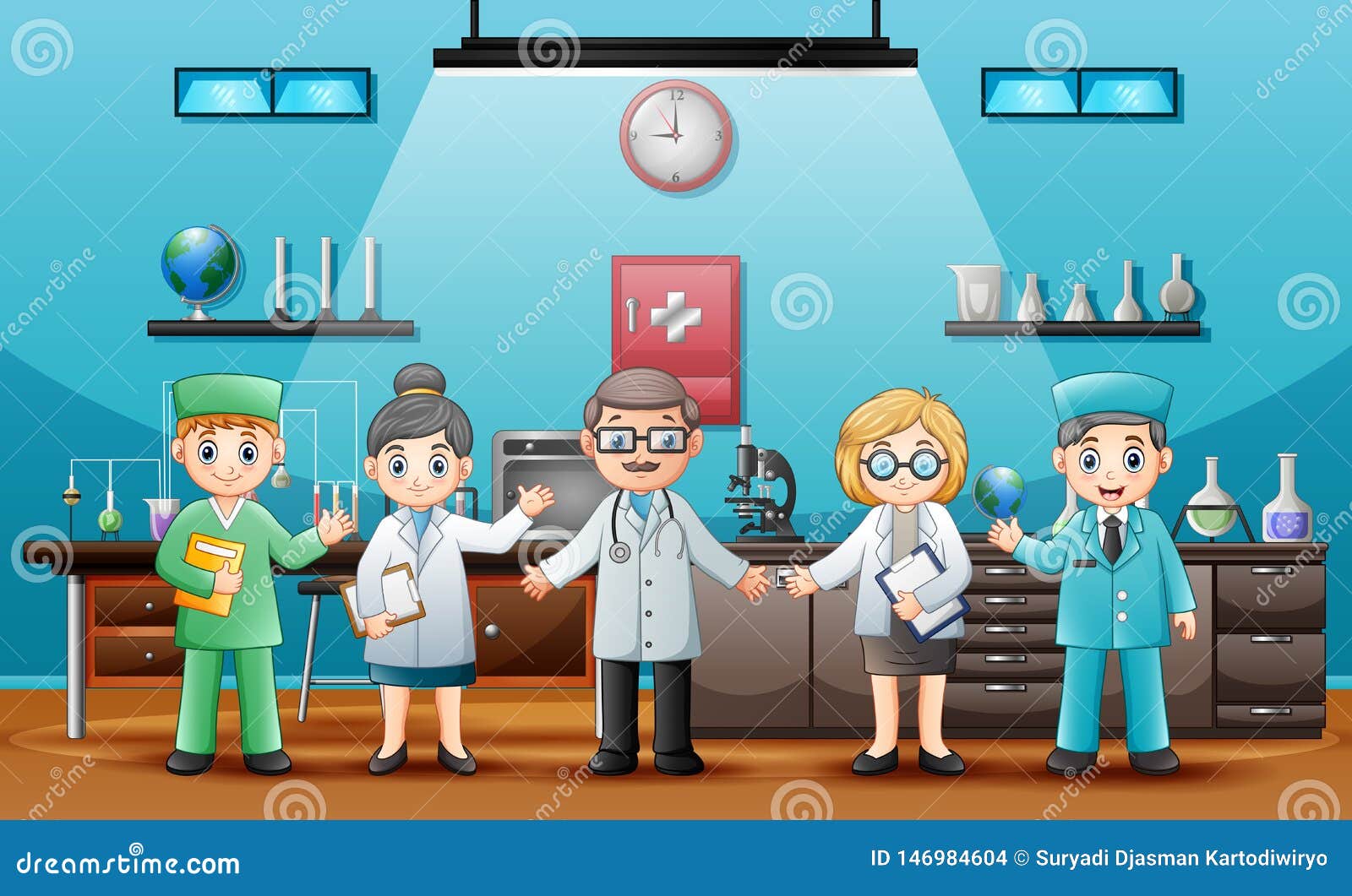 Doctors with Professional Chemists in the Laboratory Room Stock Vector ...