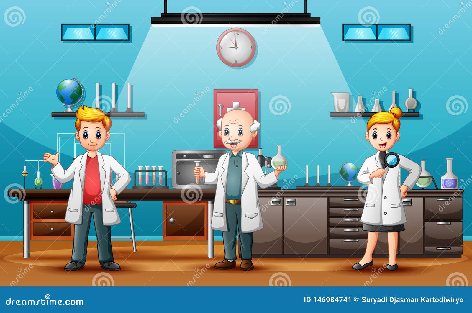 Scientists Man and Woman Conducting Research in a Lab Stock Vector ...