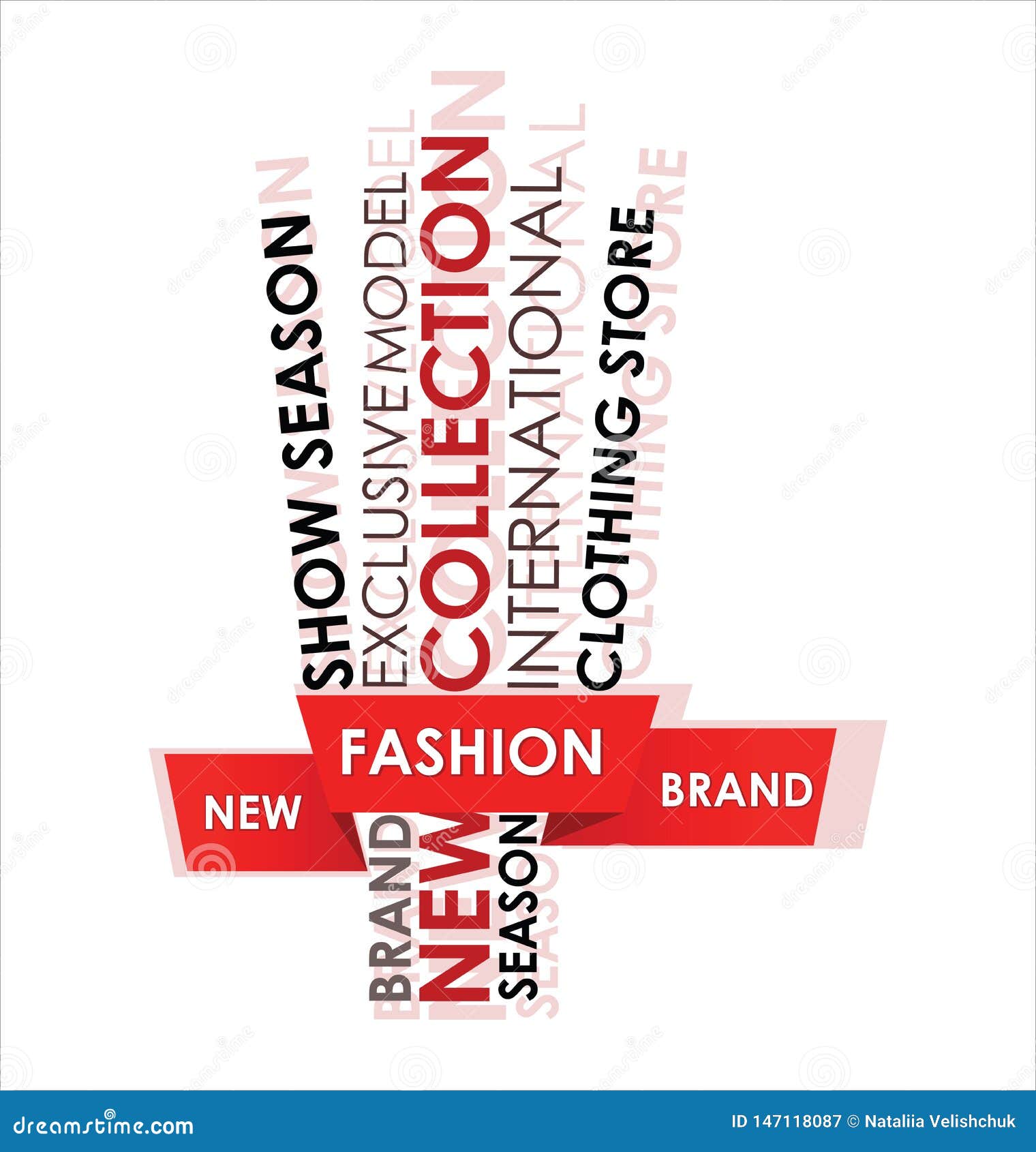 FASHION. Cloud of Words Framed by a Red Ribbon Stock Vector ...