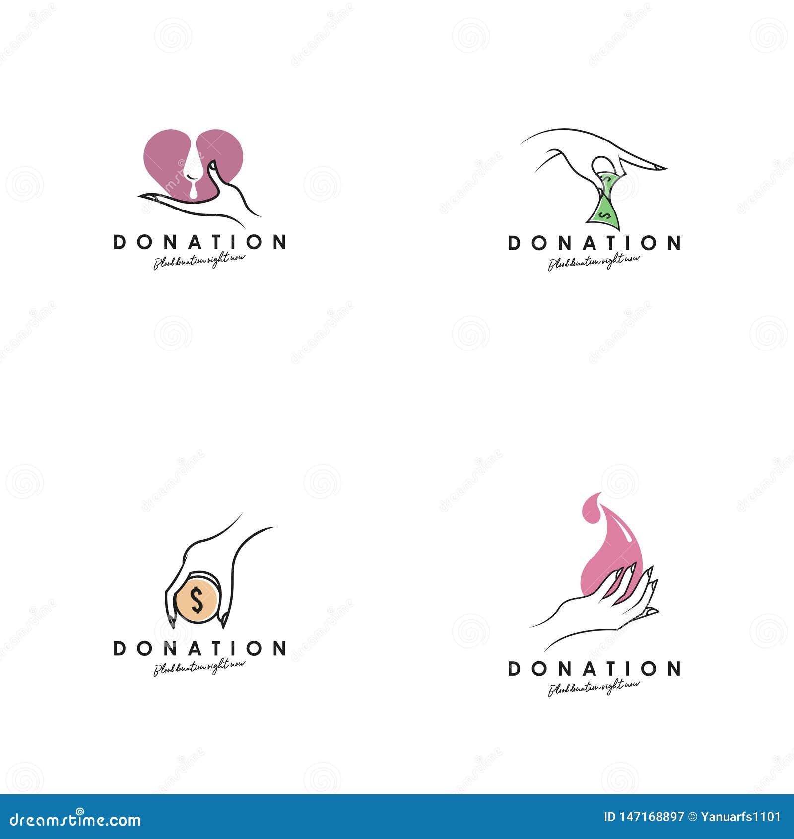 Donation Logo Design, Template, Vector. Holding Hand Giving Donation ...