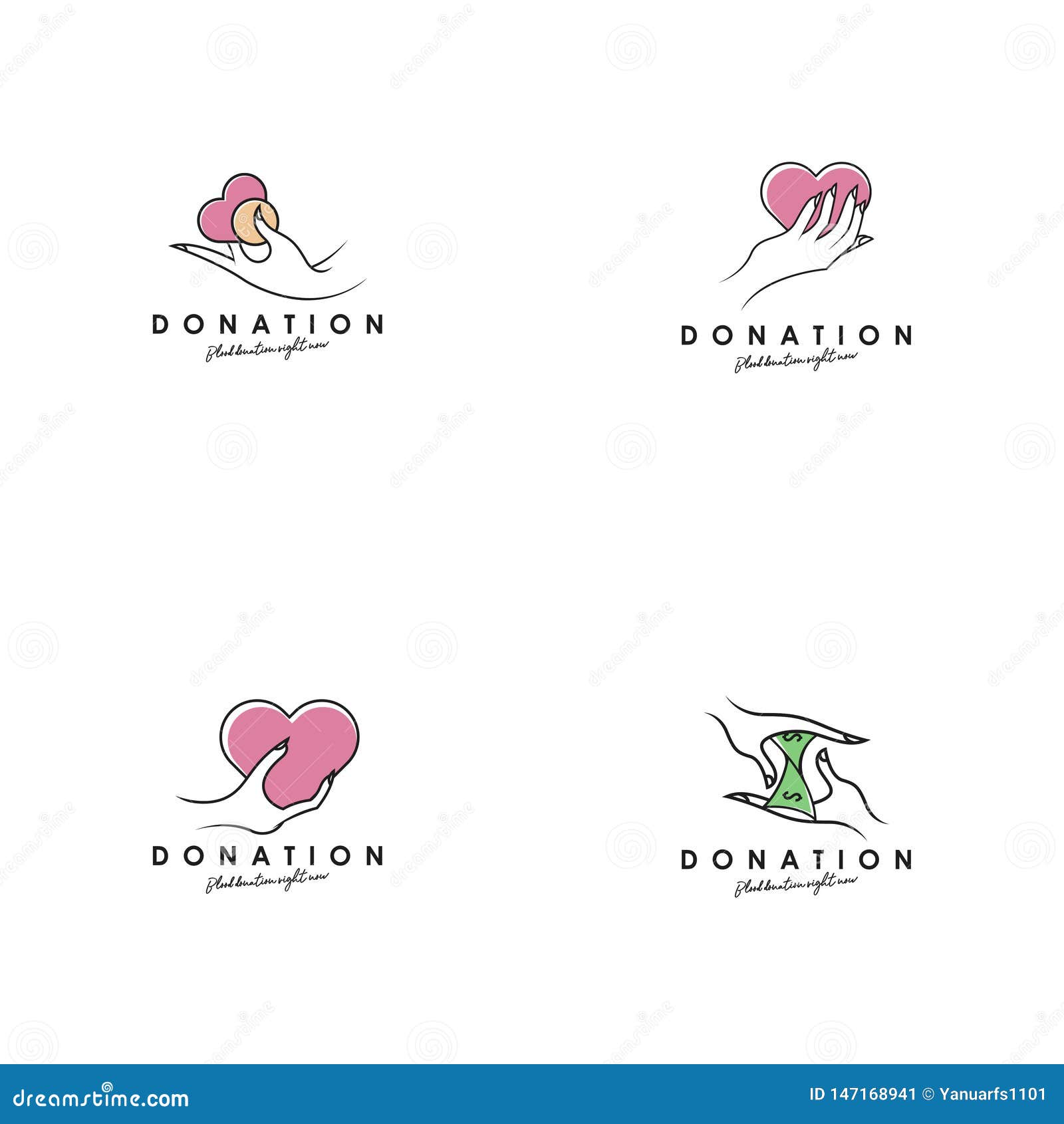Donation Logo Design, Template, Vector. Holding Hand Giving Donation ...