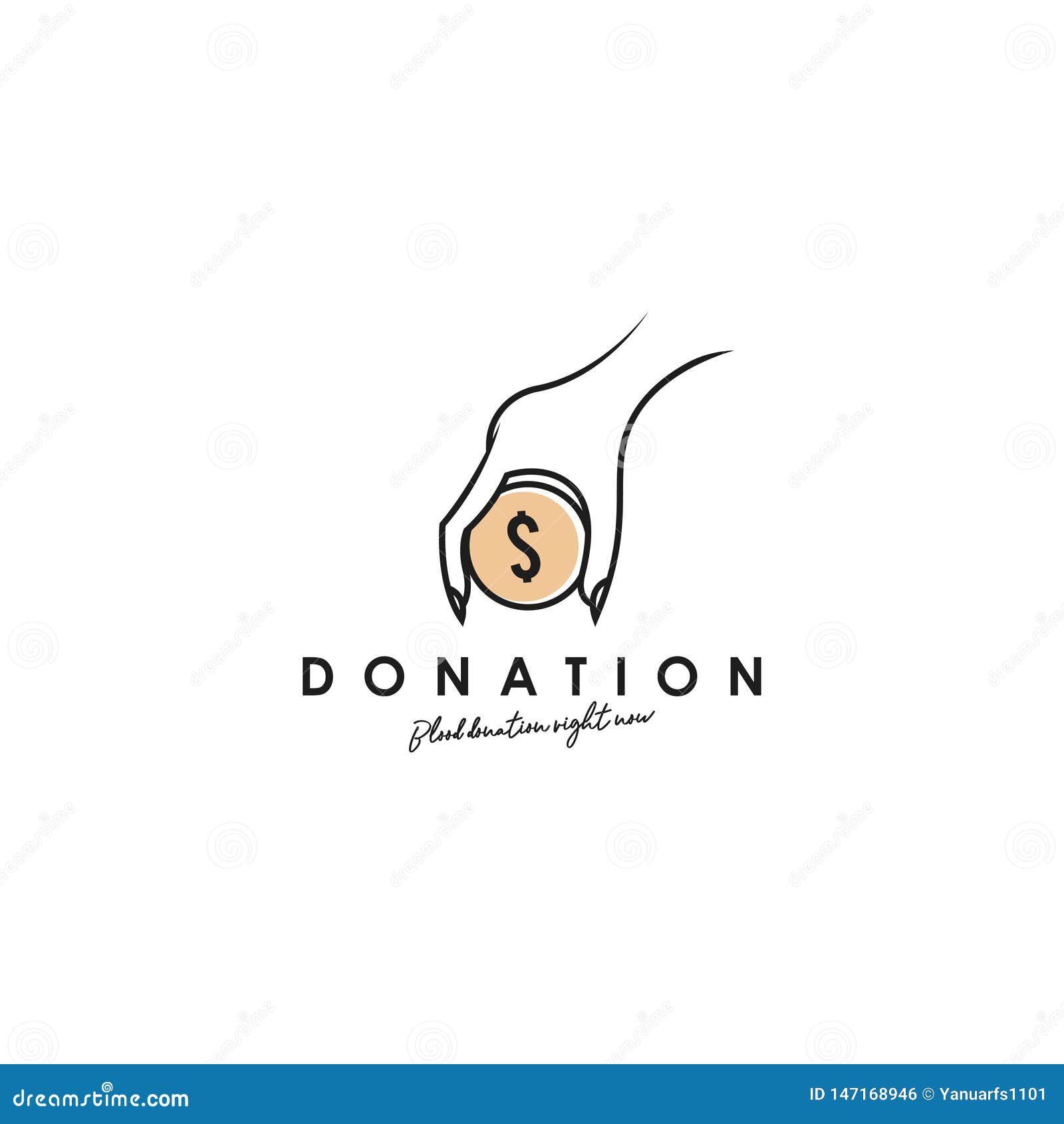 Donation Logo Design, Template, Vector. Holding Hand Giving Donation ...