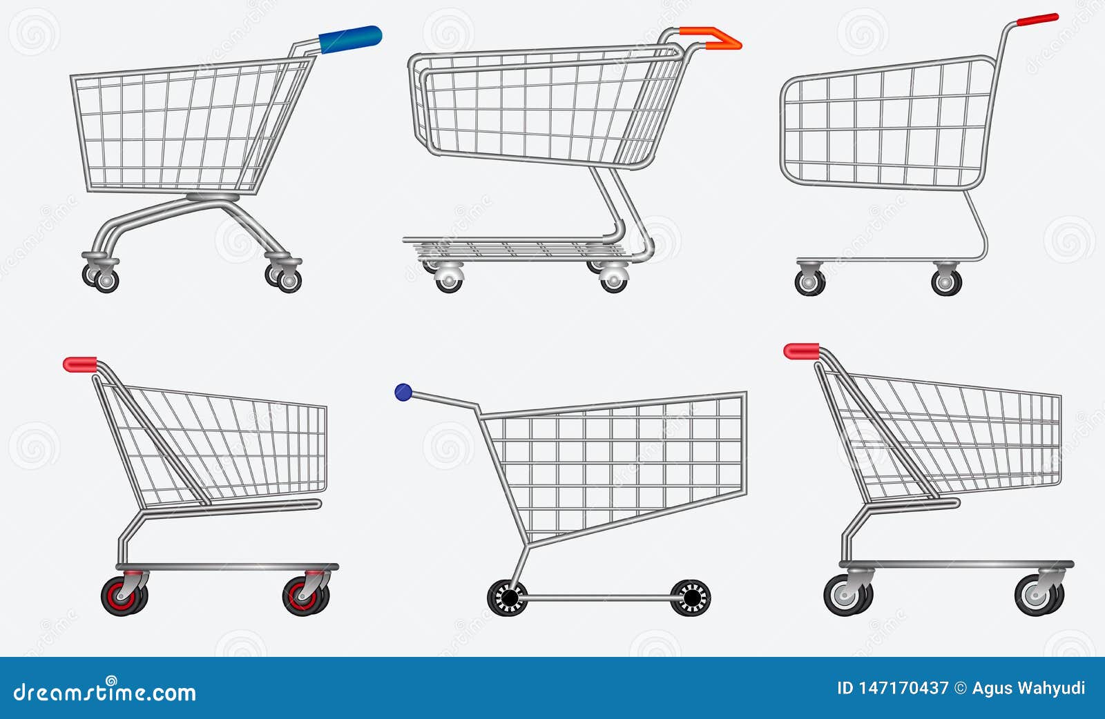 Set of Various Isolated Shopping Trolley Easy To Modify Stock Vector ...