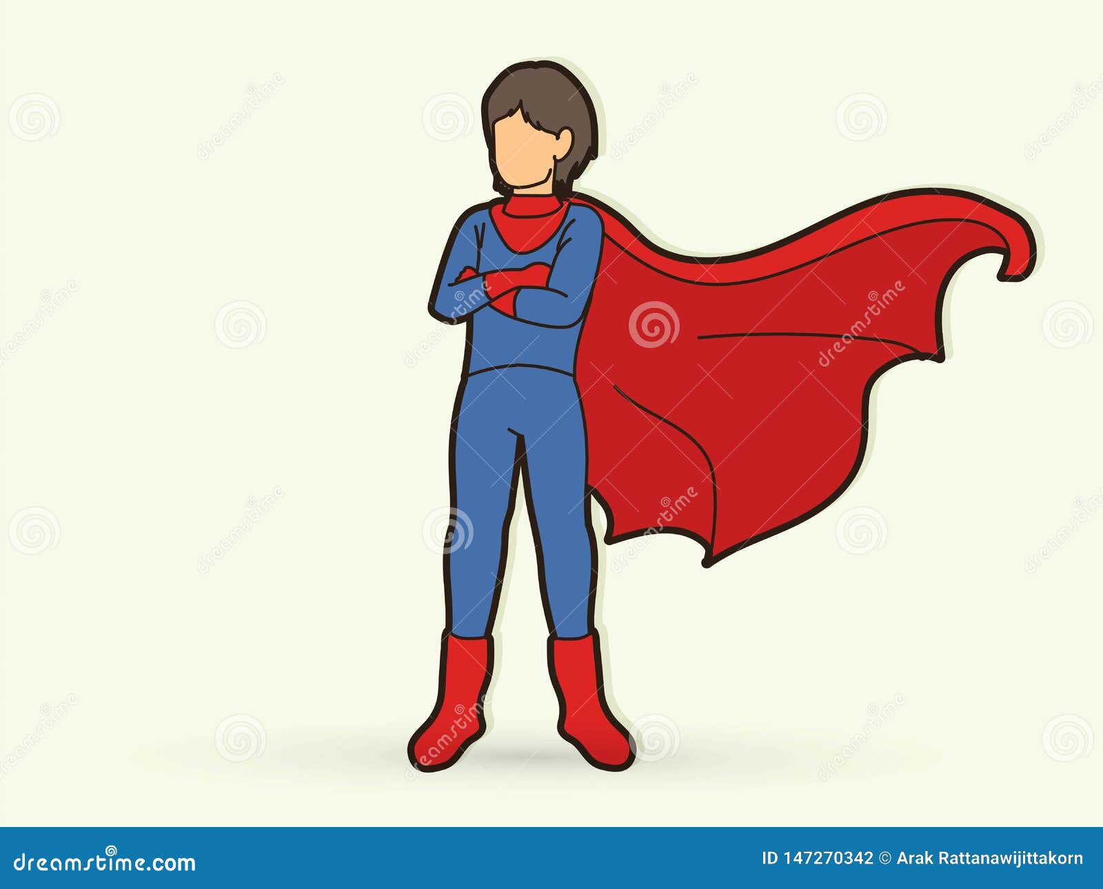 Super Hero Man Standing with Costume Cartoon Graphic Stock Vector ...