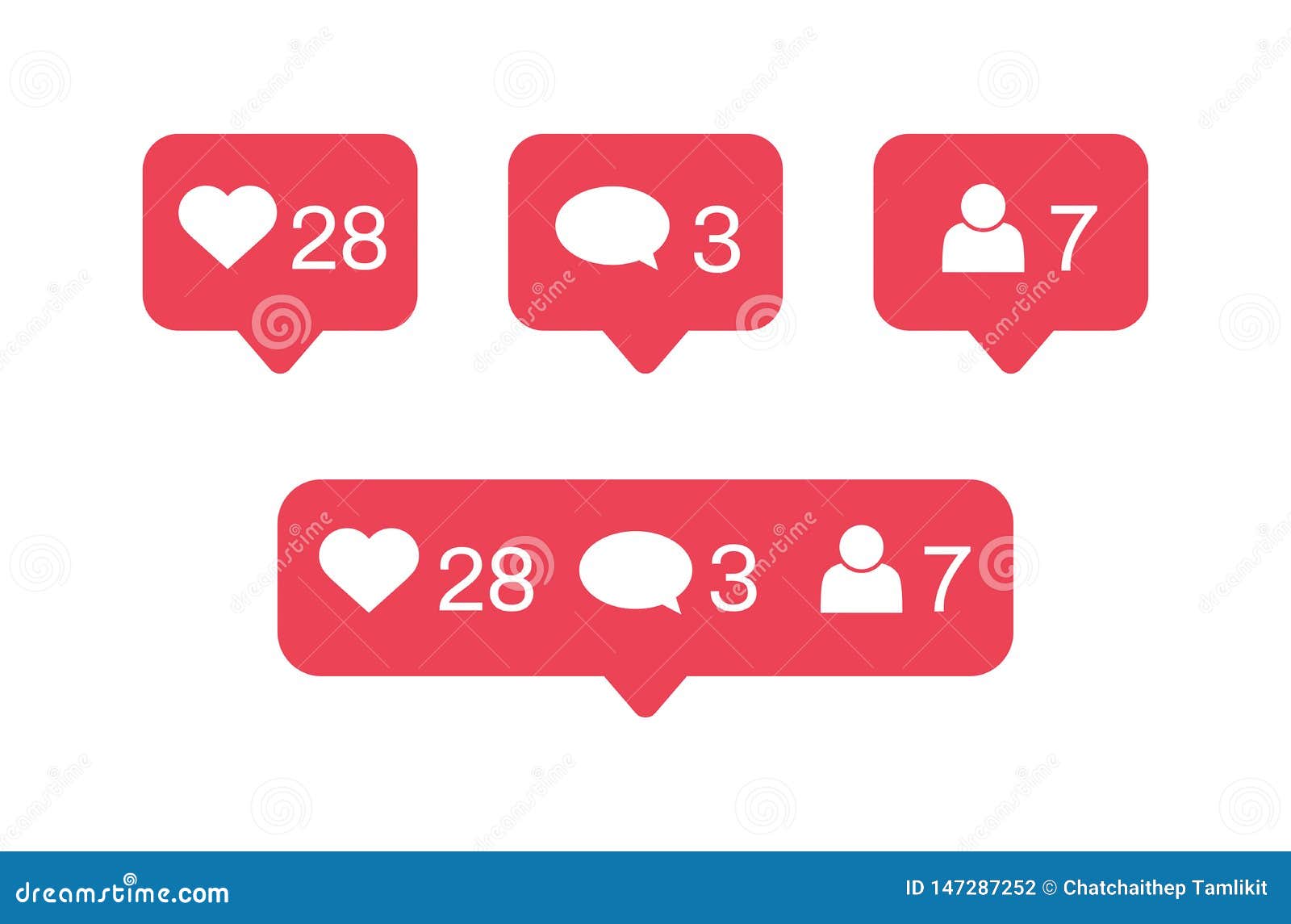Social Media Notifications Icons. Like, Comment, Follow Icon. Vector ...