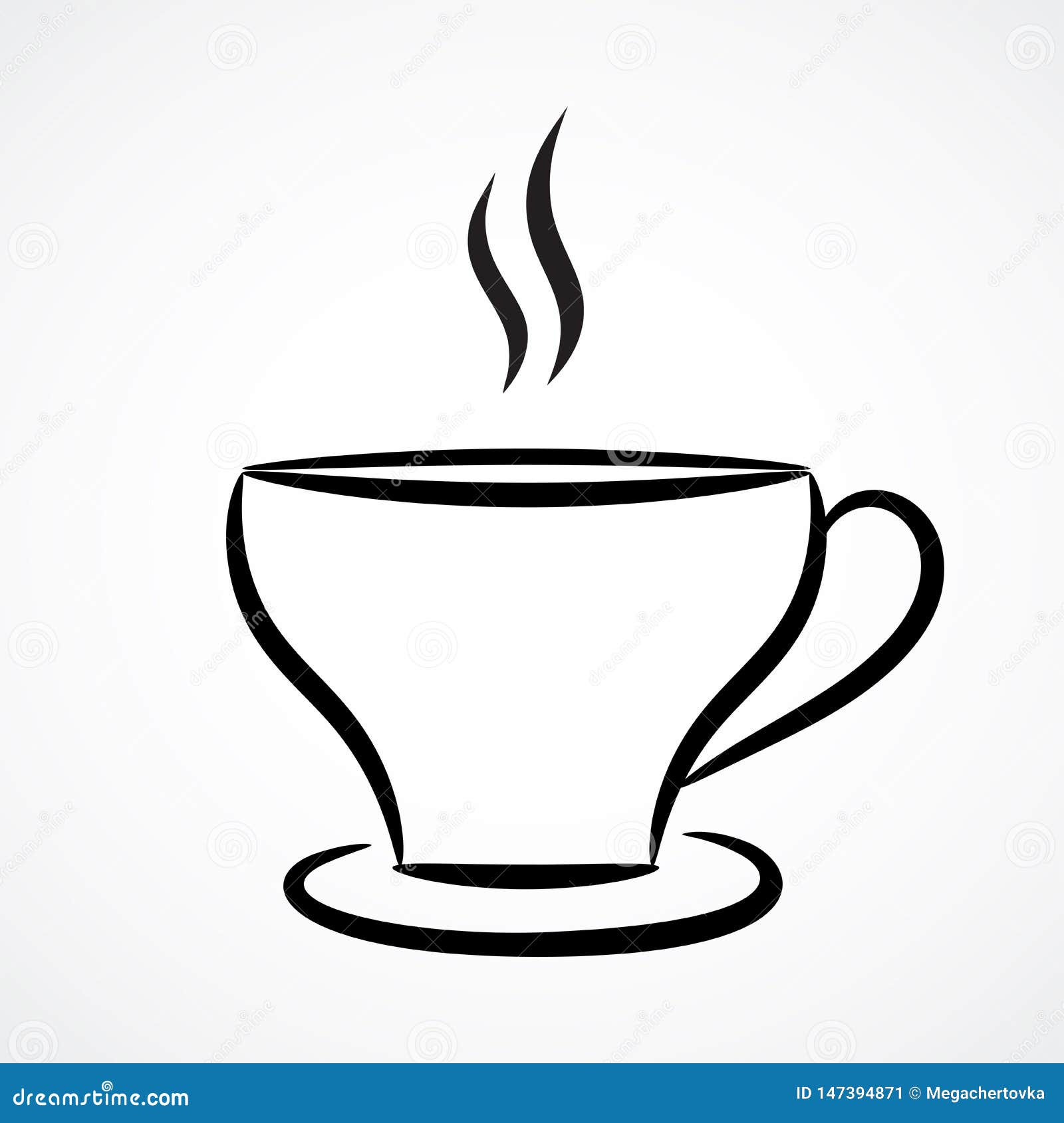 Contour Illustration of Tea Cup. Vector Design. Stock Vector ...