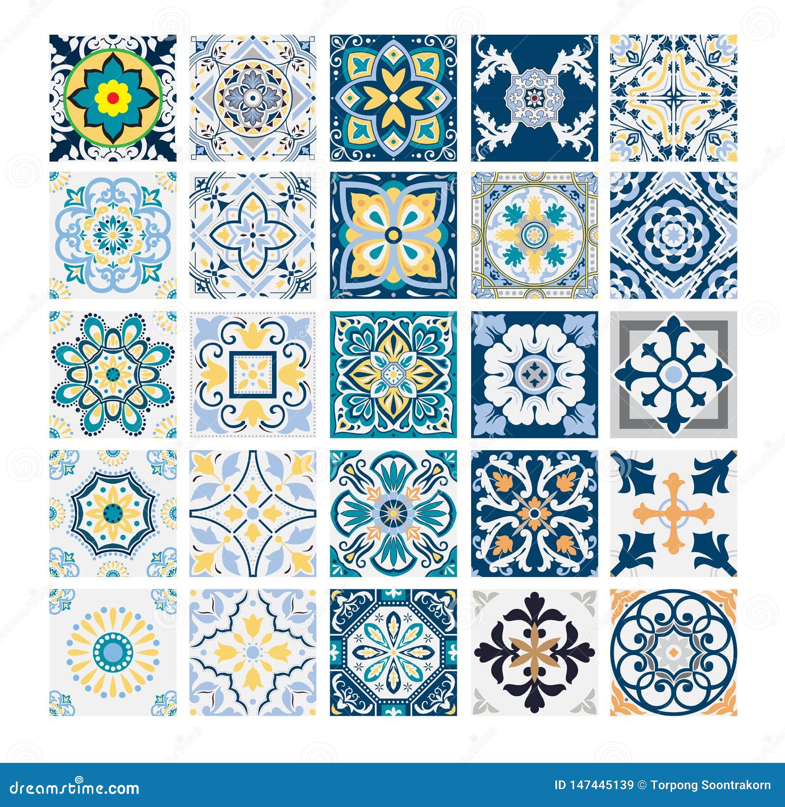 Tiles Portuguese Patterns Antique Seamless Design in Vector ...