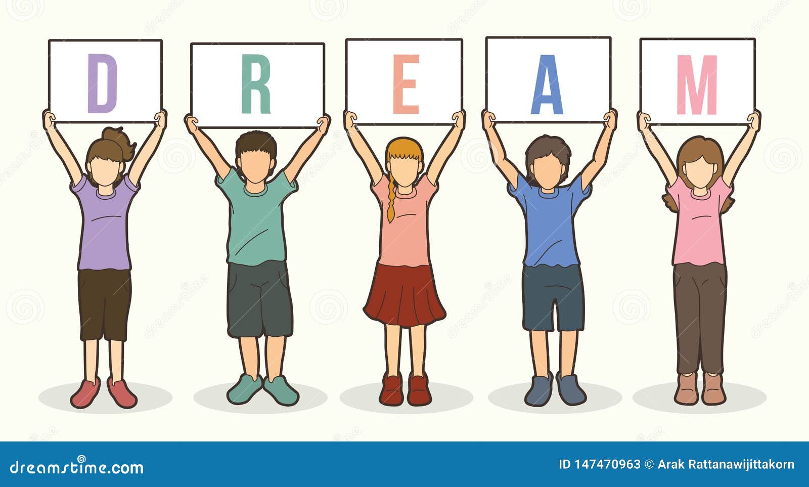 Children with DREAM Board Graphic Stock Vector - Illustration of cute ...