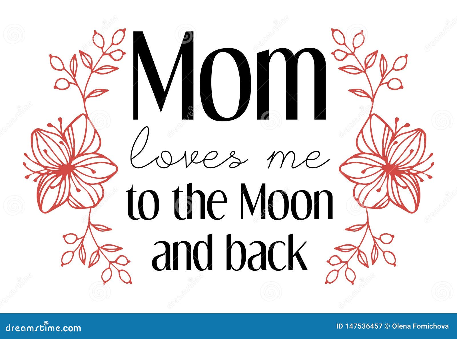 Mom Loves Me To the Moon and Back Mother`s Day Greeting Card Stock ...