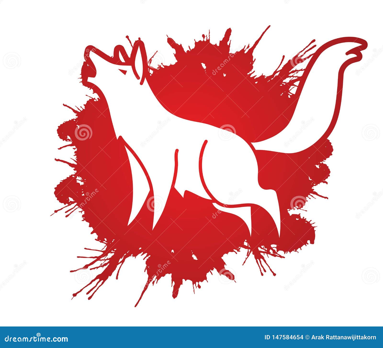 Howling Cartoon Werewolf. Includes An Outline For Coloring ...