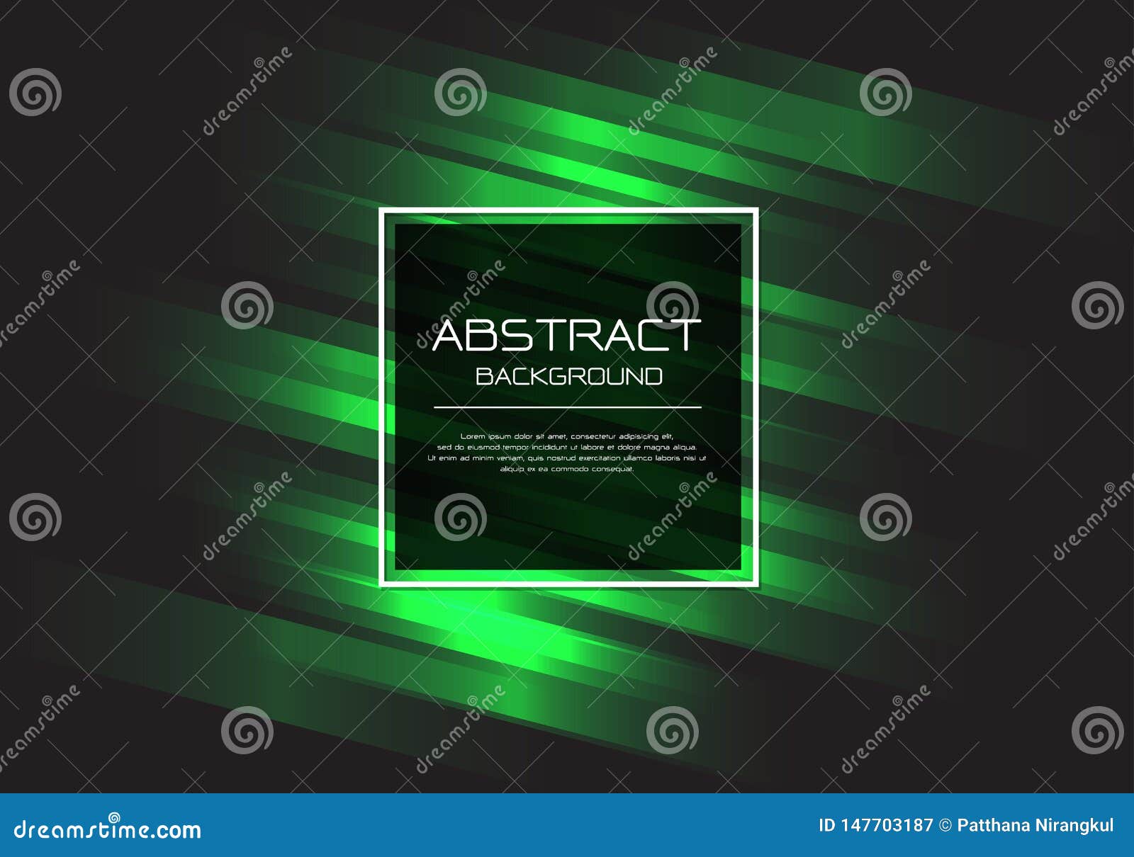 Abstract Vector Luxury Green Line Speed on Black with Square Banner ...