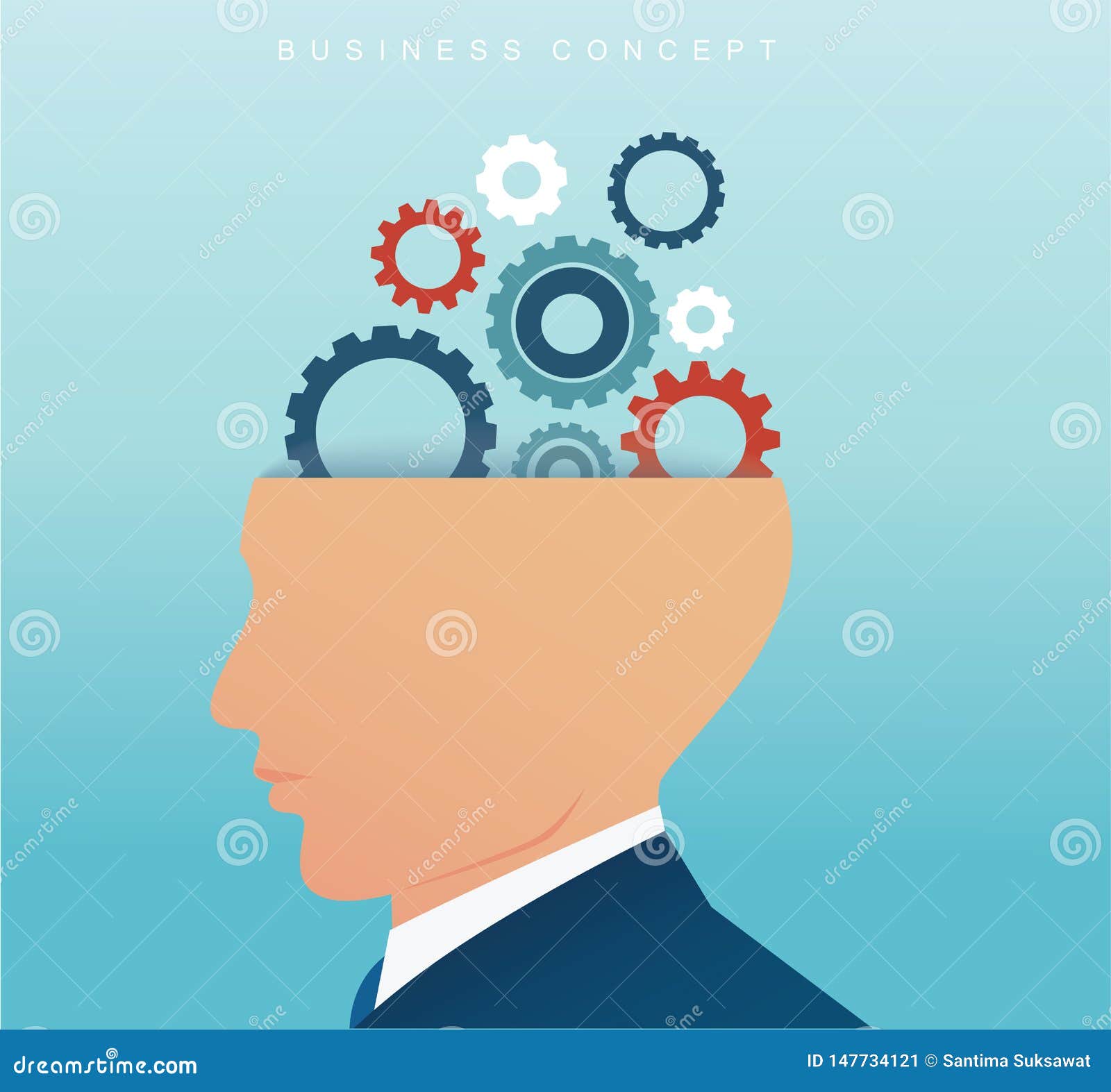 Businessman with Cogs Wheel in Brain. Concept of Creative Thinking ...