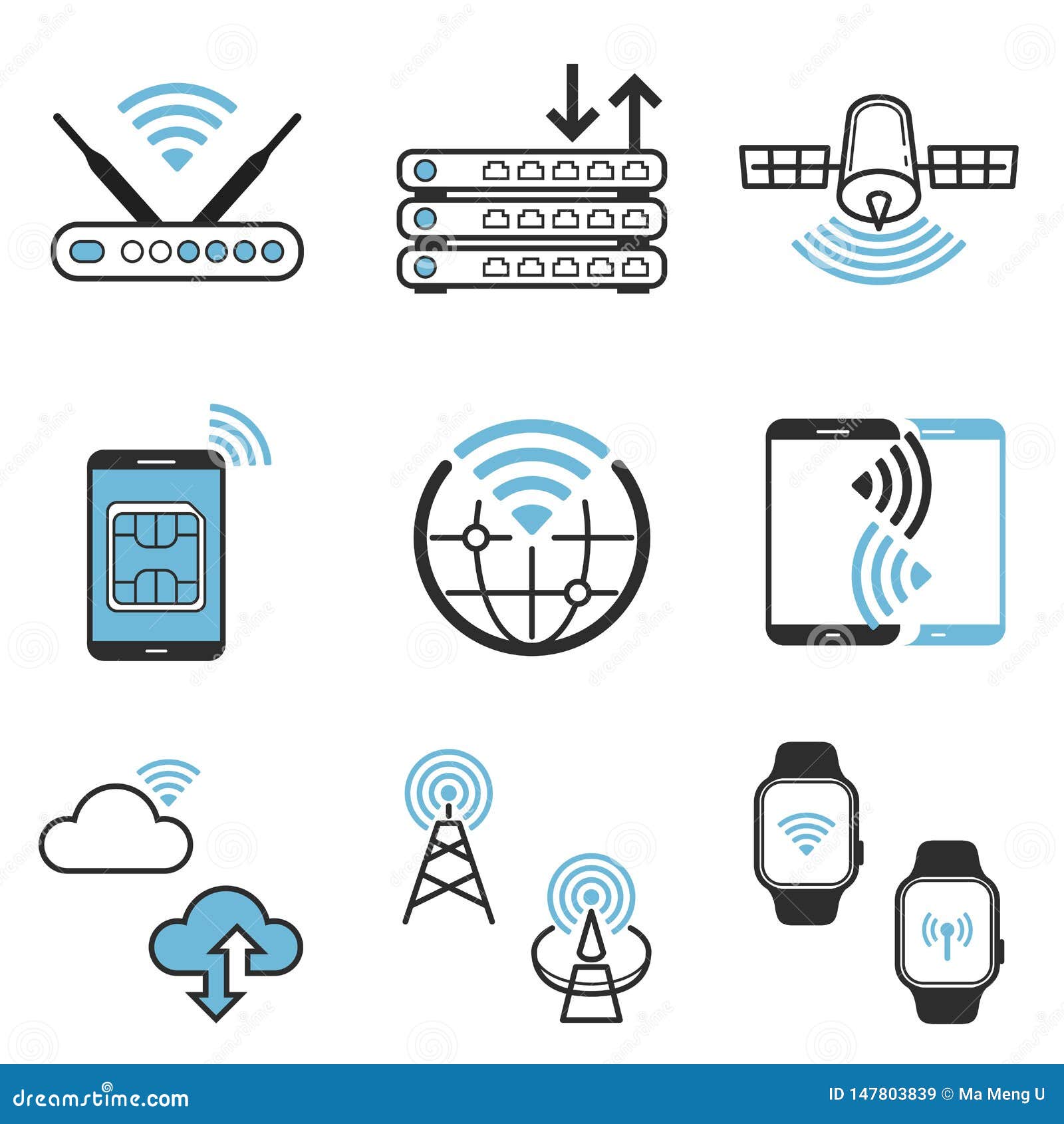 Wireless Networking Technology Vector Design Icon Set Stock Vector ...