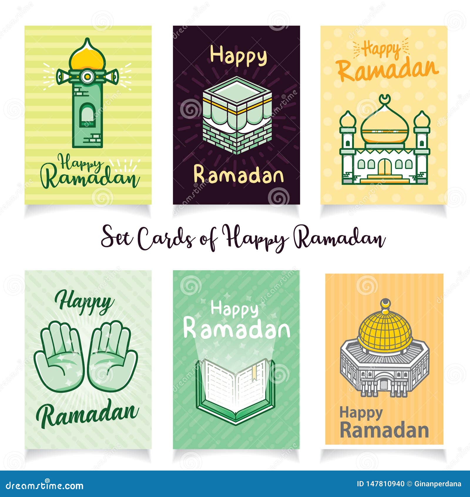 Set Cards of Happy Ramadan Illustration Stock Vector - Illustration of ...