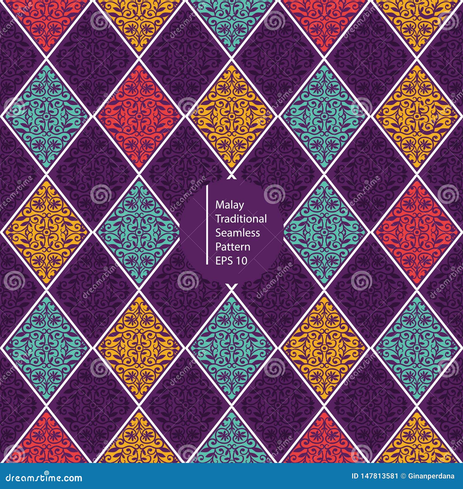 Malay Colorful Vintage Seamless Pattern Background Stock Vector ...