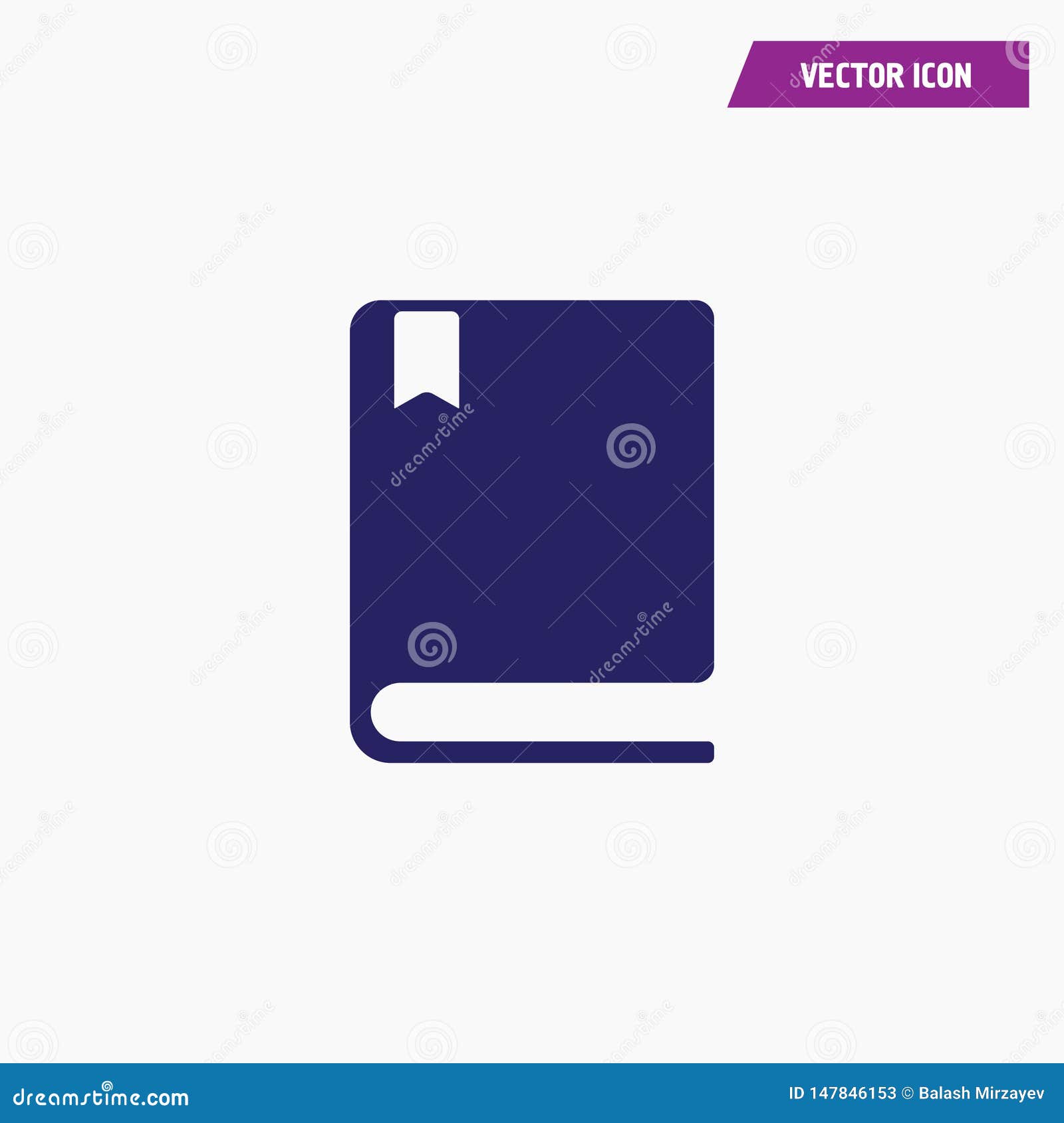 Blue book with label icon stock vector. Illustration of education ...