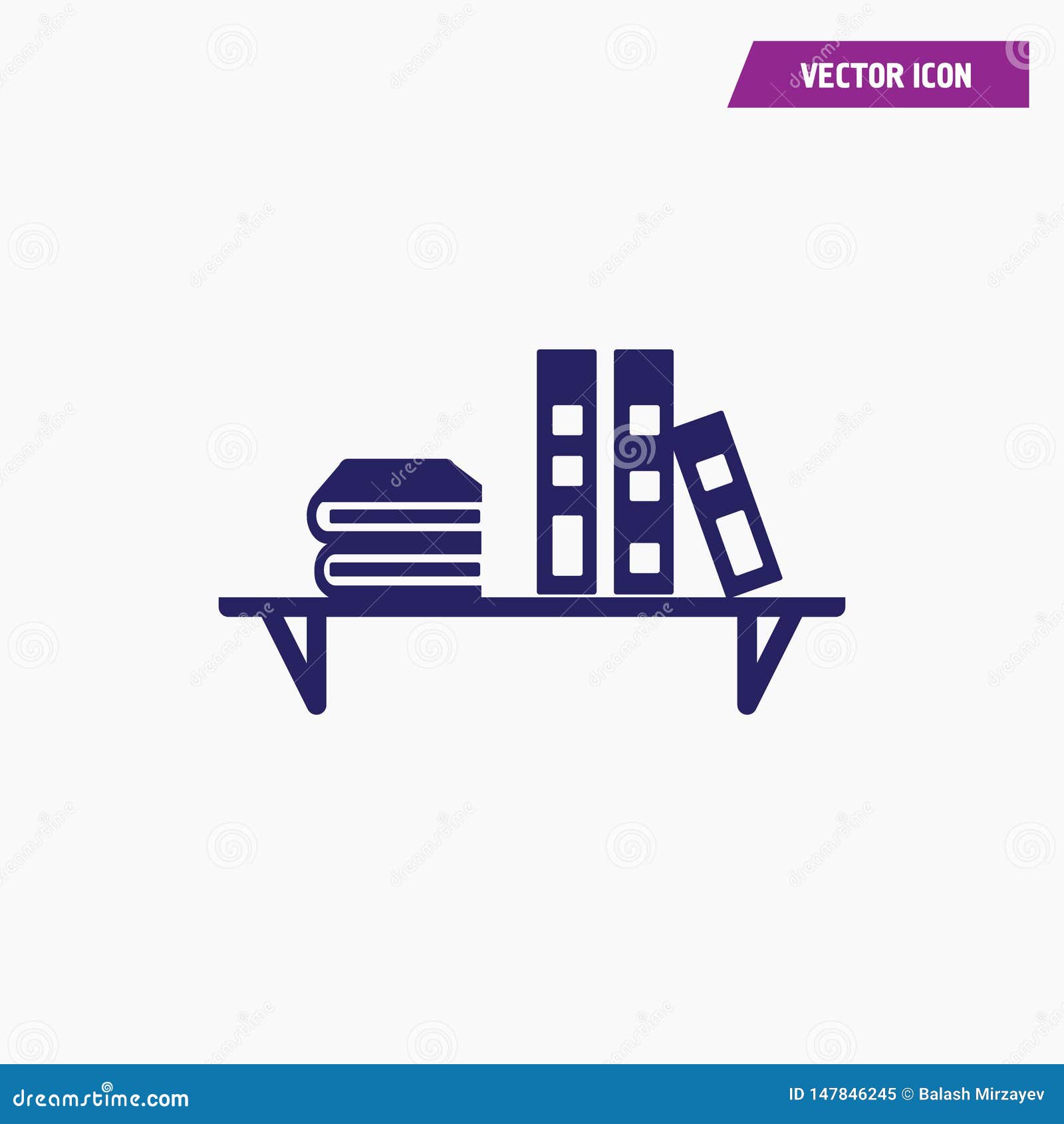 Blue Folder and Book Icon in Shelf Stock Vector - Illustration of file ...