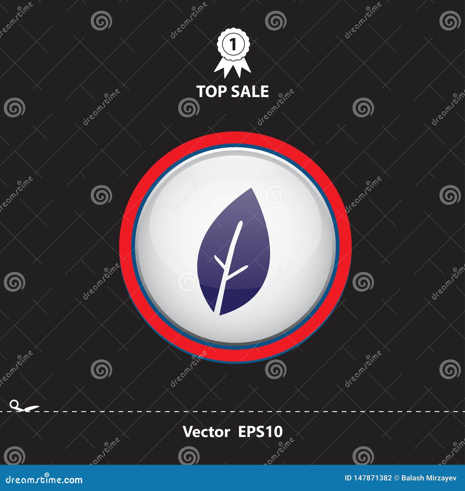 Single Blue Leaf Icon in Red Circle Stock Vector - Illustration of ...