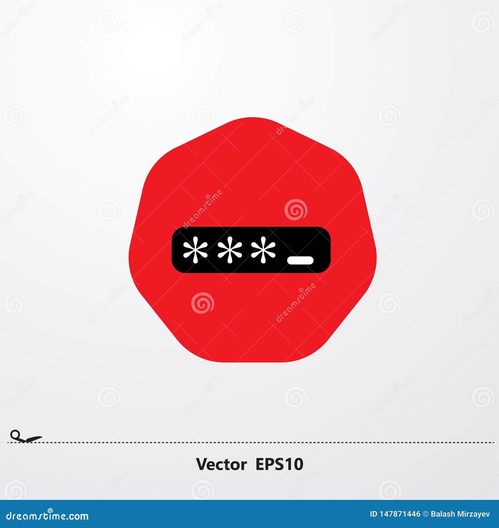 White Star Password Icon in Black Frame in Red.. Stock Vector ...