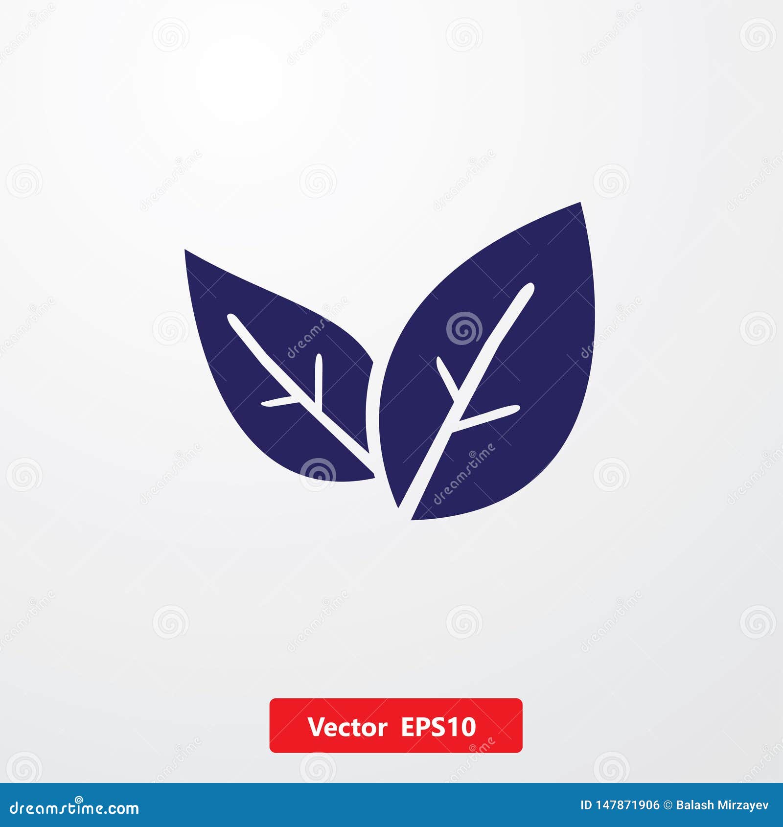 Blue Leaf Icon in White Font Stock Vector - Illustration of life, white ...