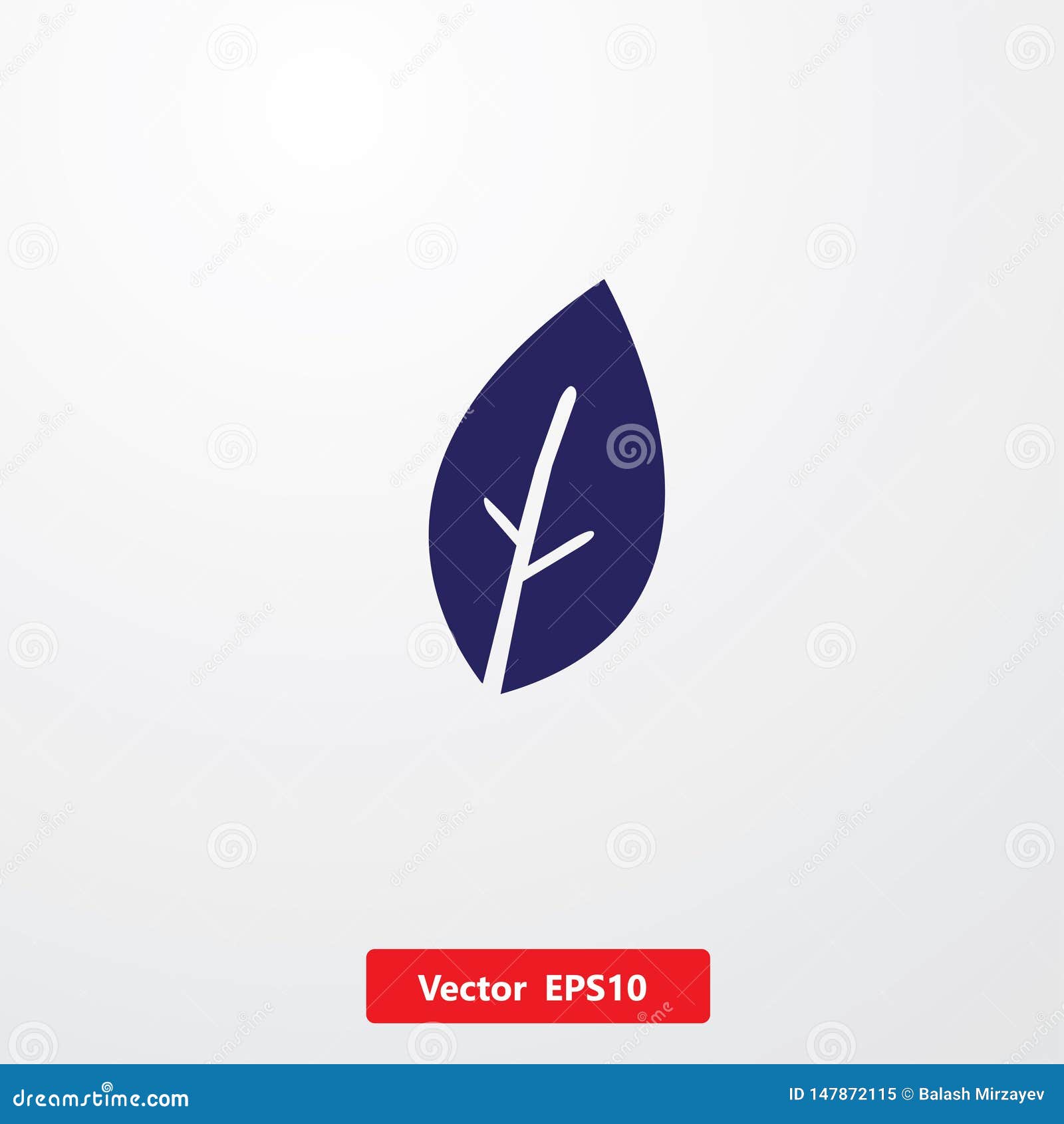 Blue Single Leaf Icon in White Stock Vector - Illustration of flower ...