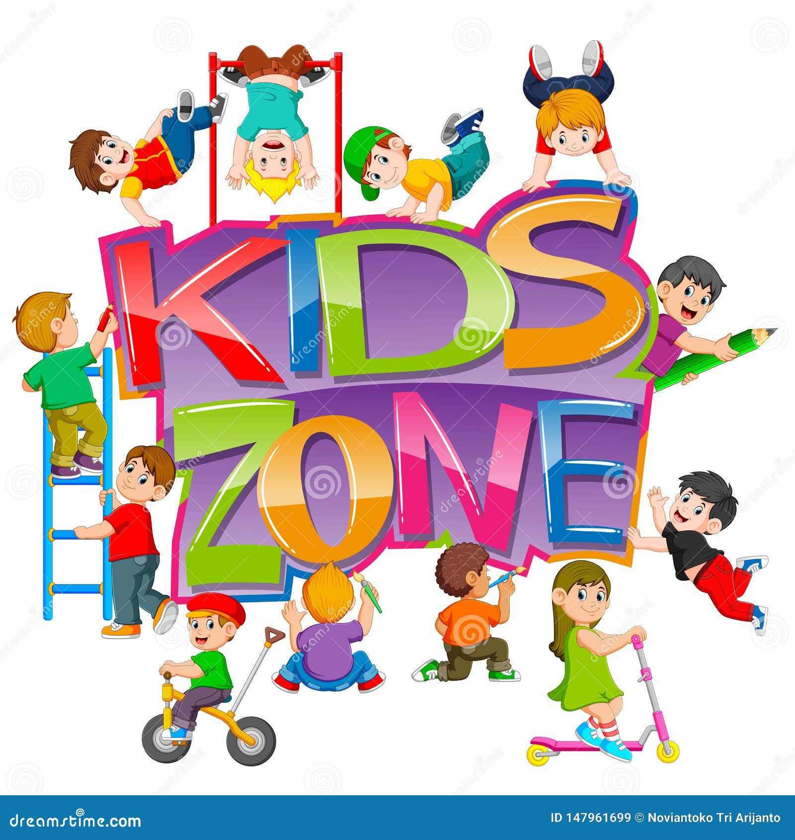 Kids Zone Badges. Logos For Creative Place For Childrens Playgrounds Or ...