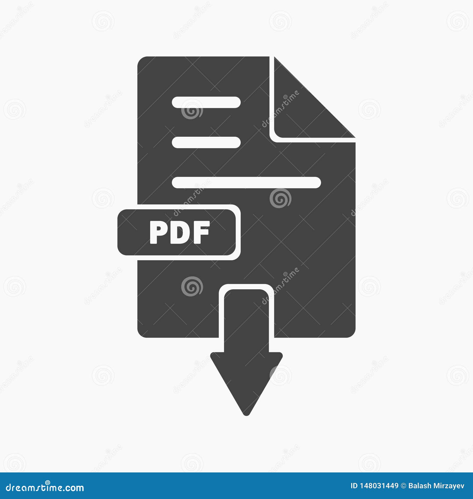 Black White Pdf File Download Icon Stock Vector - Illustration of ...