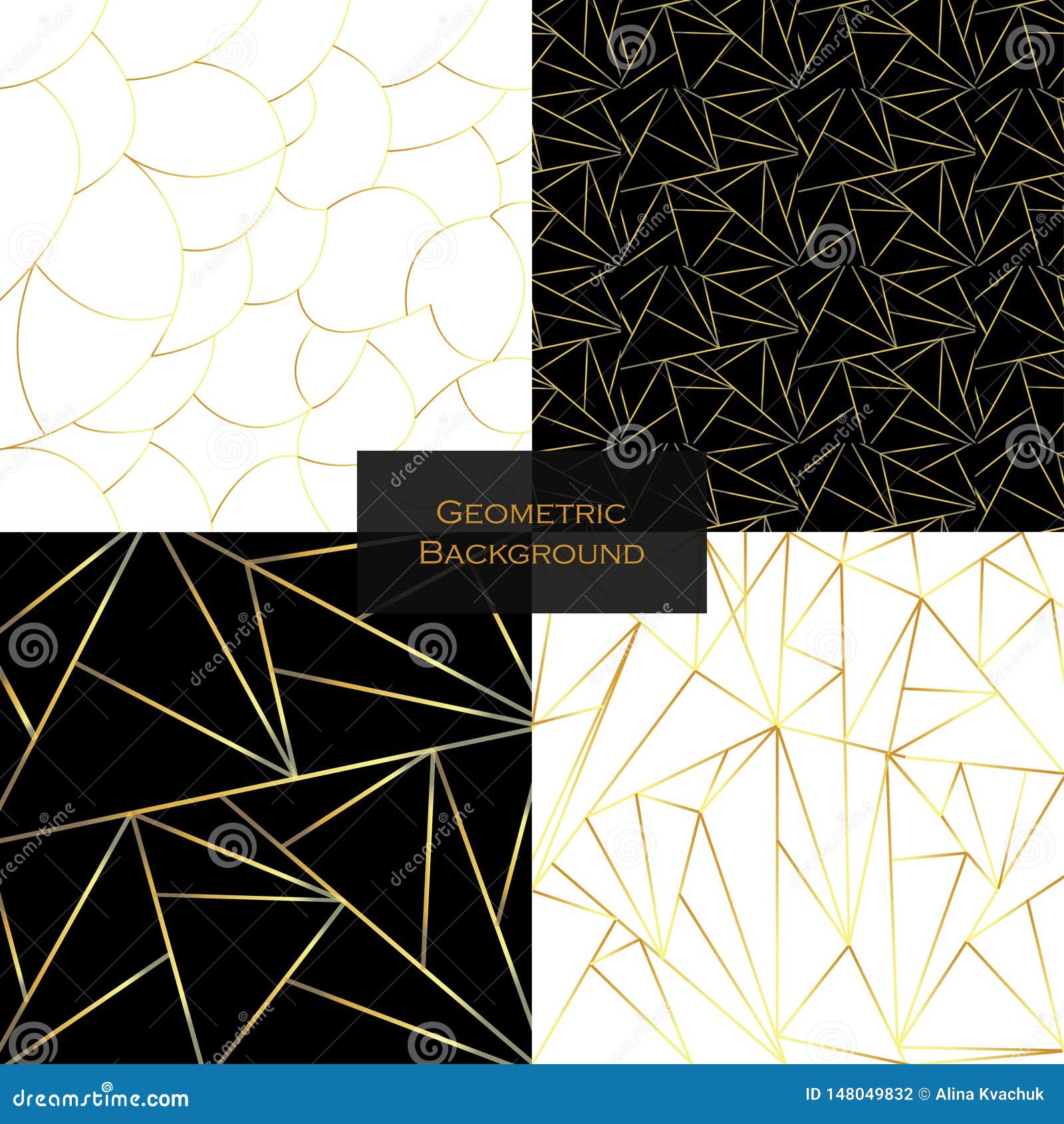 Geometric Polygonal Backgrounds. Golden Gradient Patterns and Splashes ...