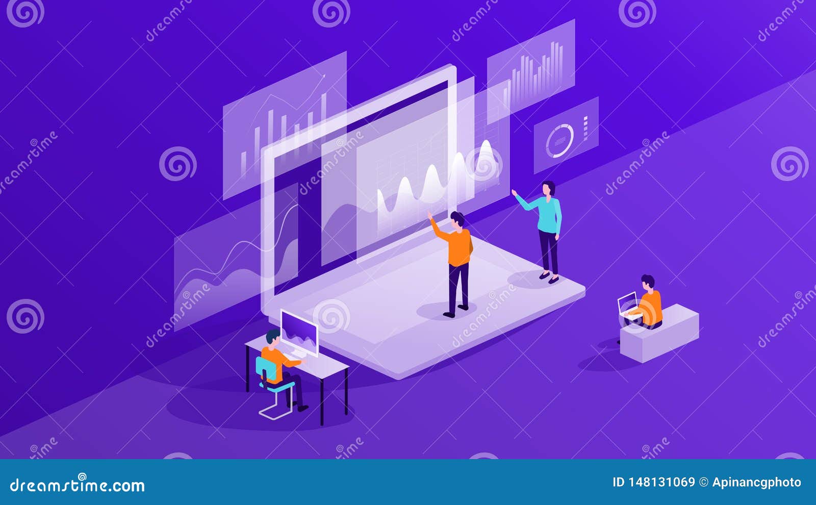 Dashboard UI And UX Kit With Data Visualization. Cartoon Vector ...