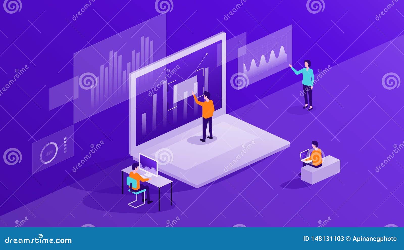 Dashboard UI And UX Kit With Data Visualization. Cartoon Vector ...