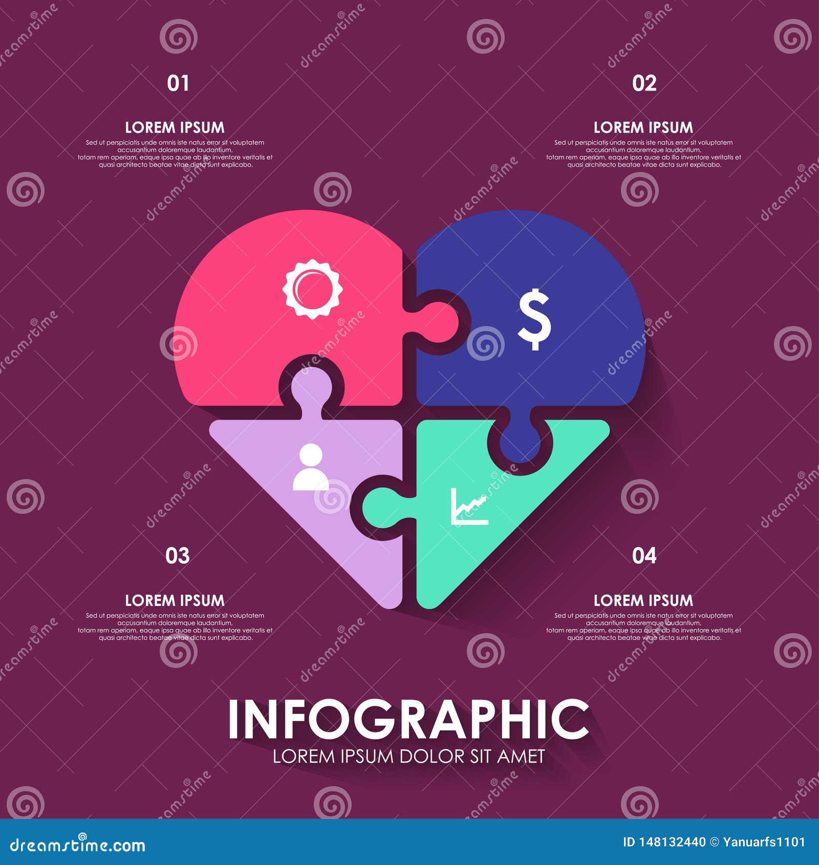 Unique Infographic Design Template With 6 Lettered Elements Connected ...