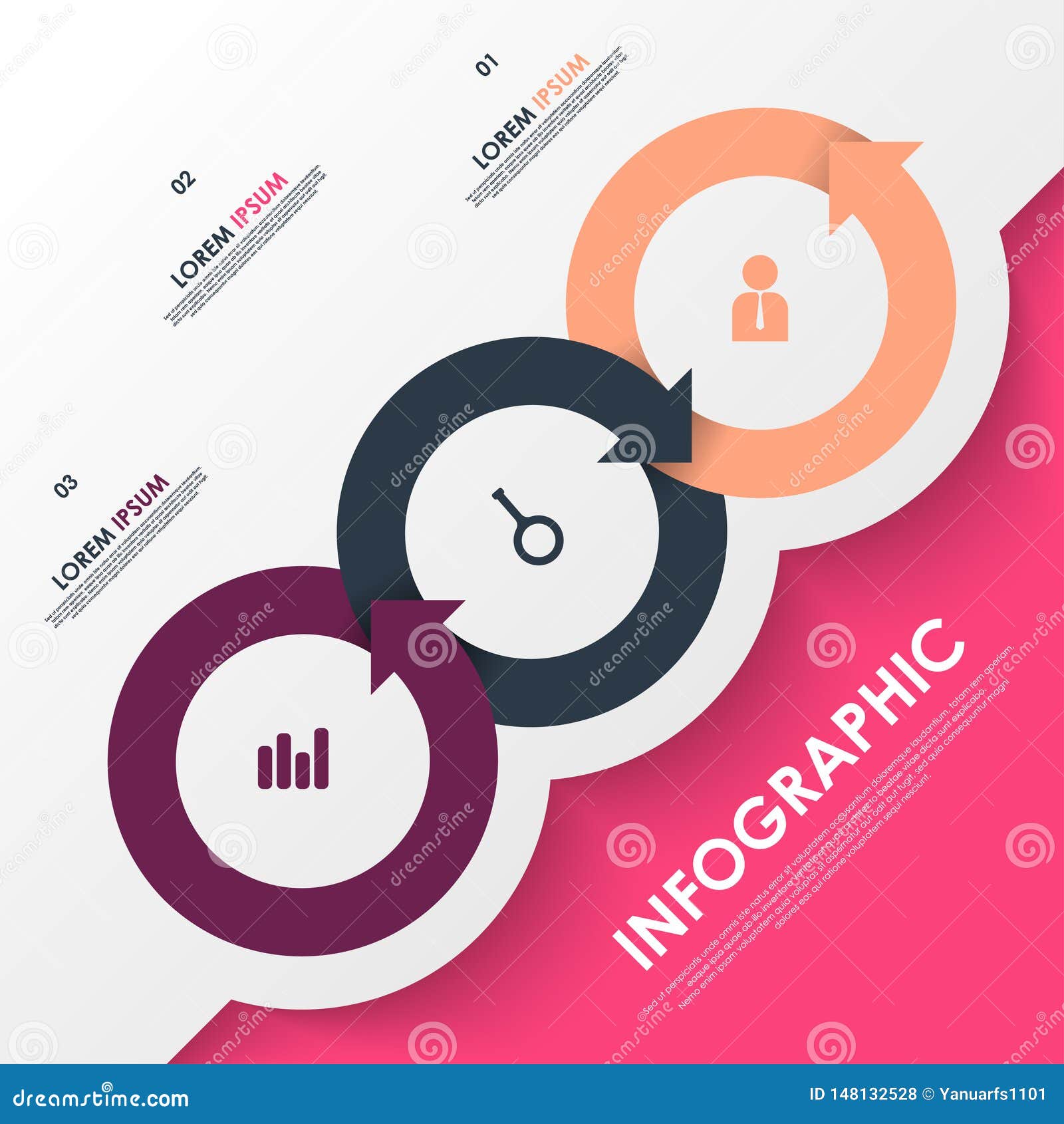 Unique Infographic Design Template With 6 Lettered Elements Connected ...