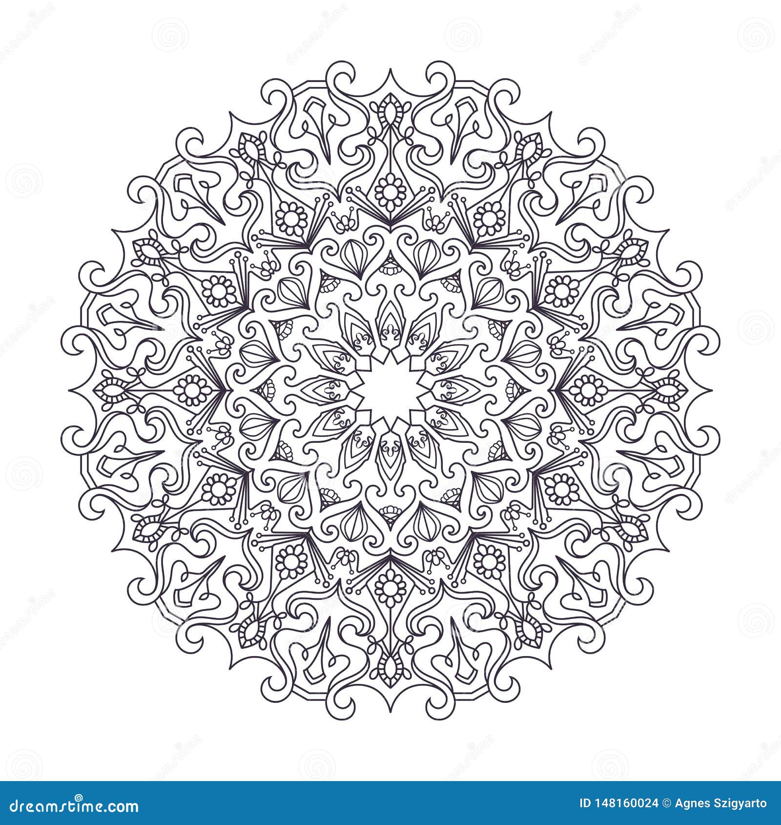 Complex mandala outline stock vector. Illustration of beautiful - 148160024