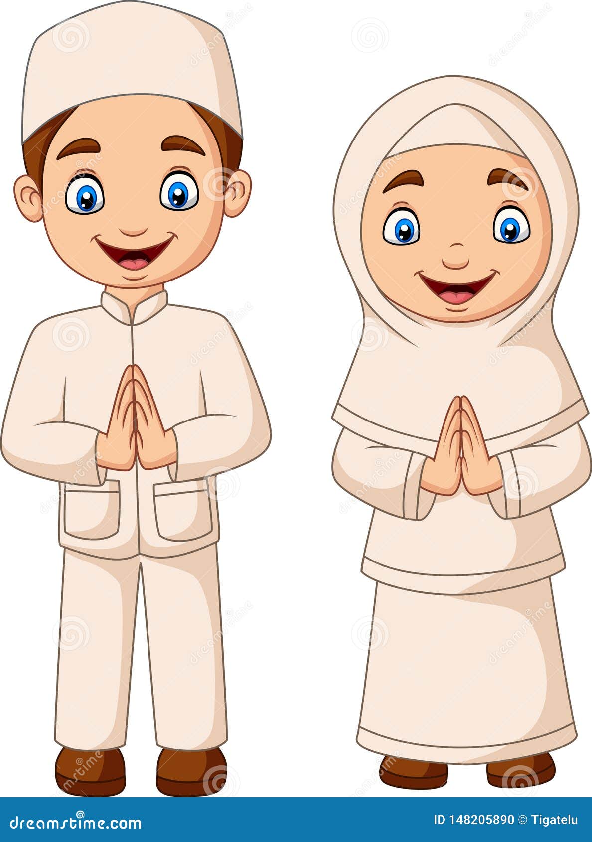 Happy Muslim Parents Hugging Their Children Vector Set | CartoonDealer ...