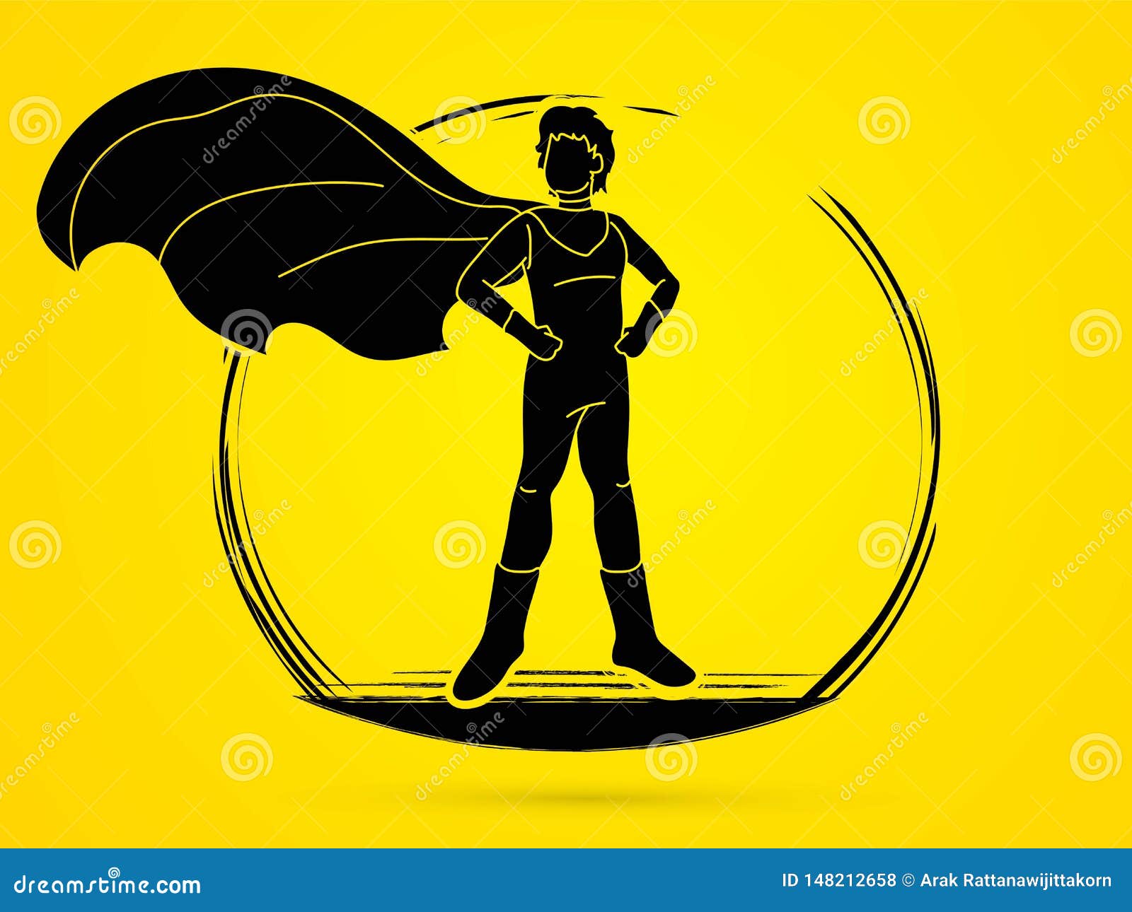 Super Hero Man Standing with Costume Cartoon Graphic Stock Vector ...