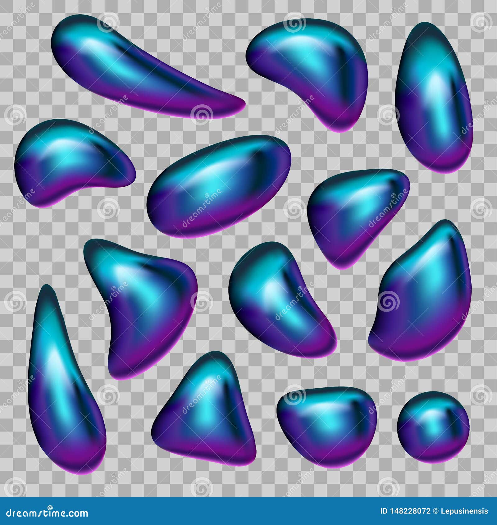 Gradient Iridescent Shapes. Set Isolated Liquid Elements of Holographic ...