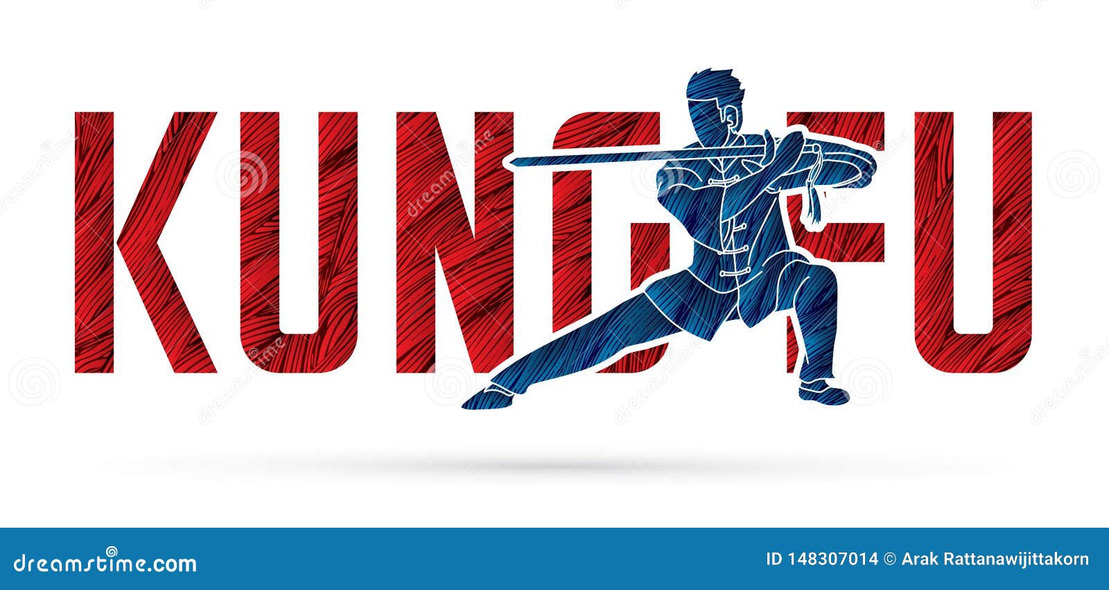 Kung Fu Action Designed with Text , Font Kung Fu Graphic Stock Vector ...
