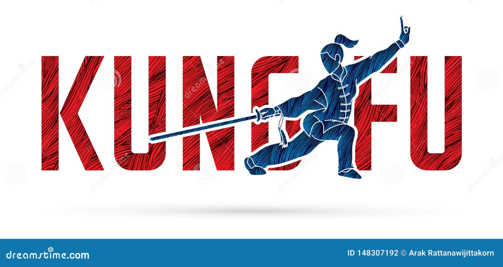 Kung Fu Action Designed with Text , Font Kung Fu Graphic Stock Vector ...