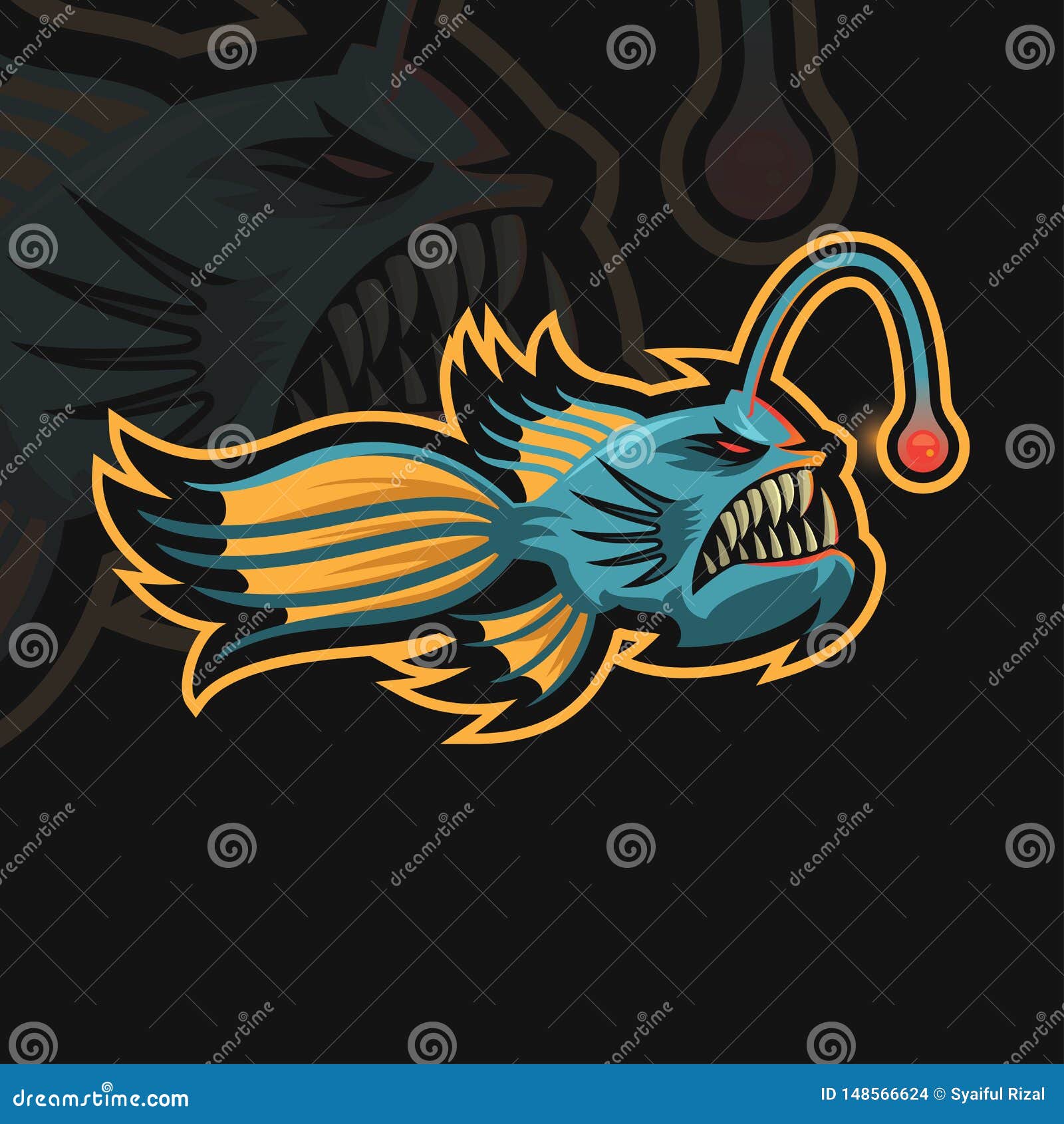Angler Fish e sport logo stock vector. Illustration of icon - 148566624