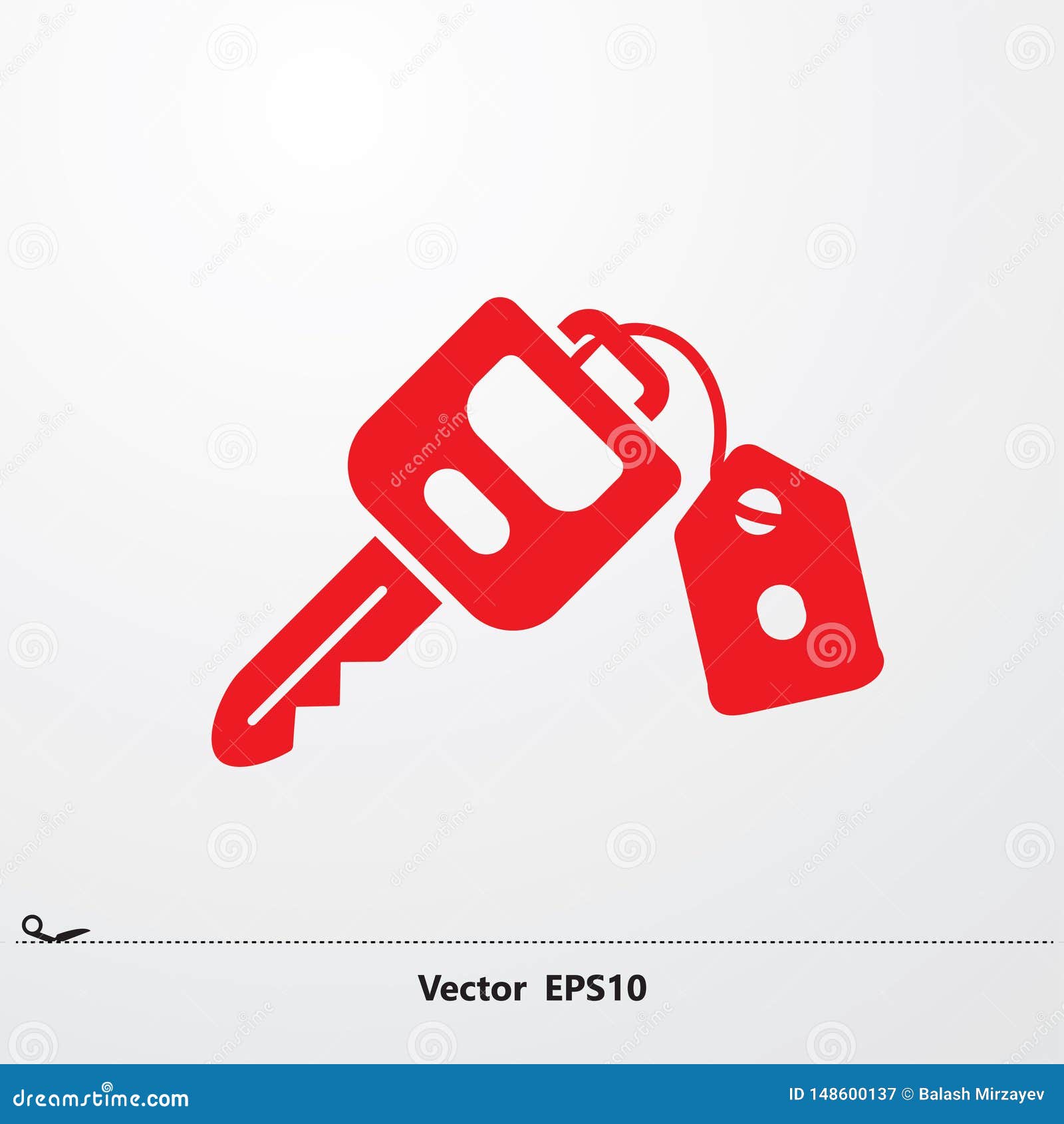 Red Key with Key Chain Icon Vector EPS10 Stock Vector - Illustration of ...