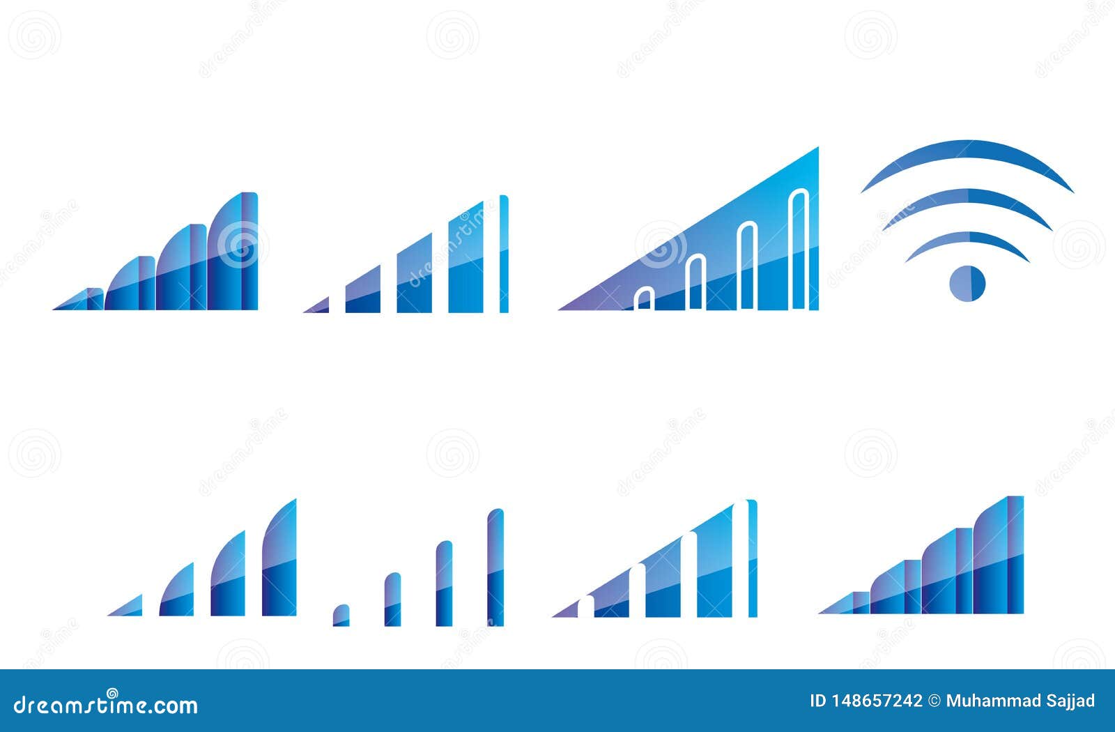 Set of Vector 3D Wifi Wireless Connection Logo Wifi Icon Wifi Sign ...