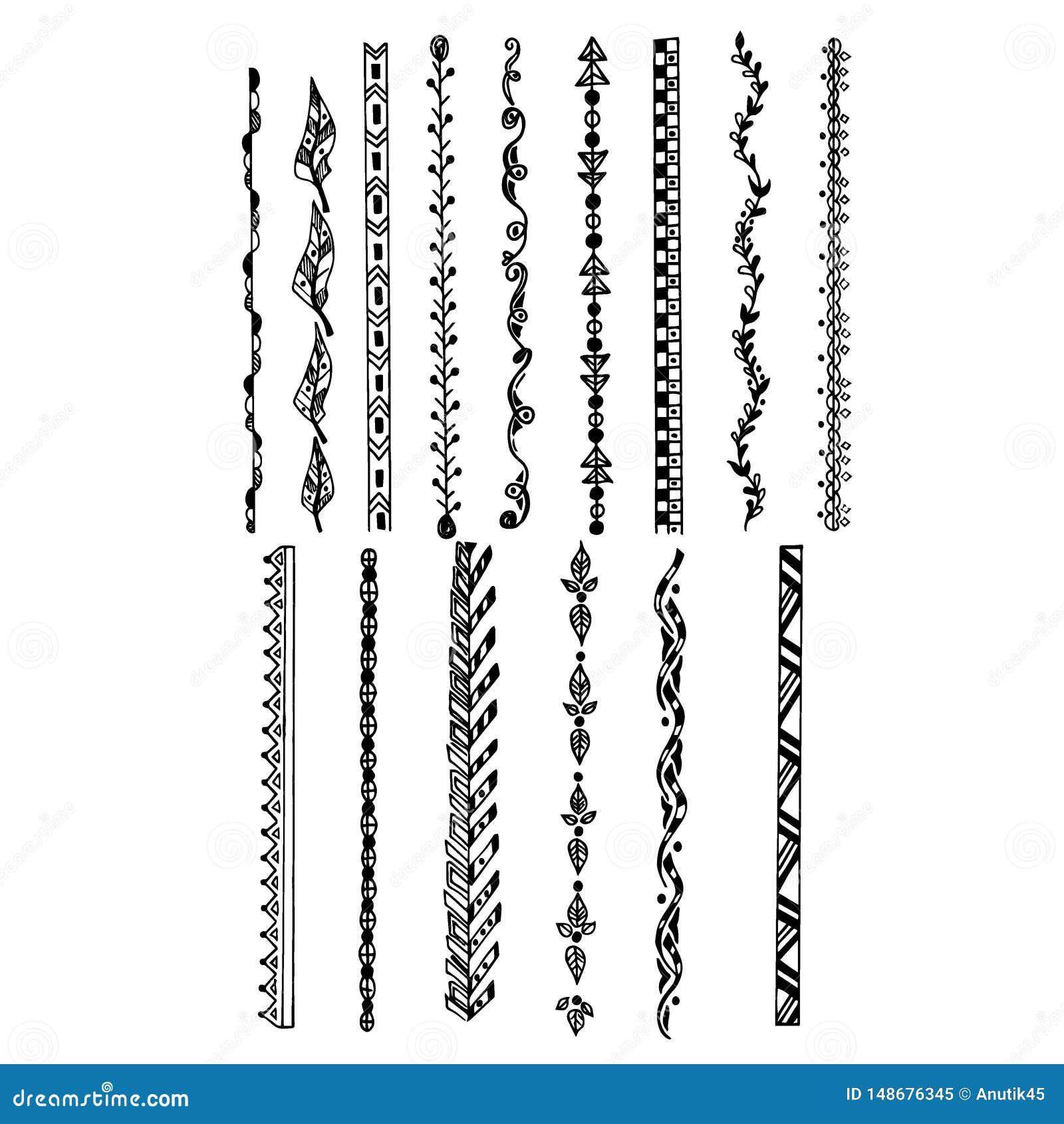 Boarder Lines, Sketch Style, Vector Illustration Stock Vector ...