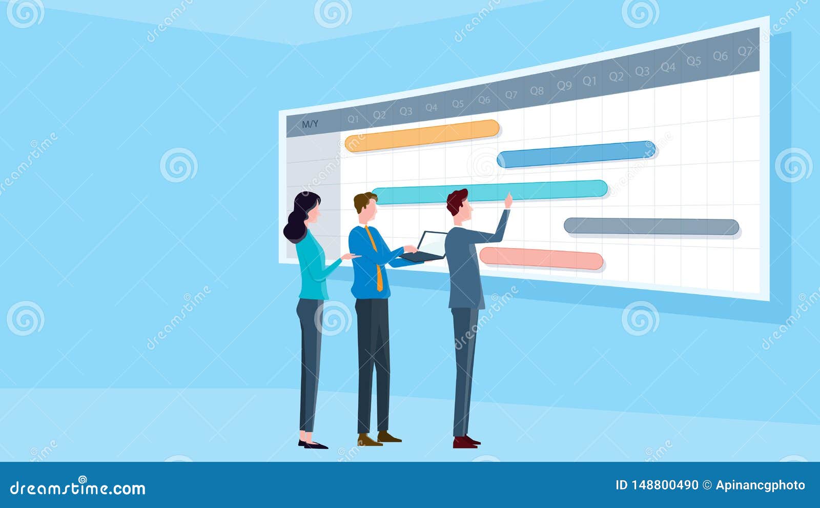 Project Schedule Chart, Overview Planning Timeline Vector Diagram ...