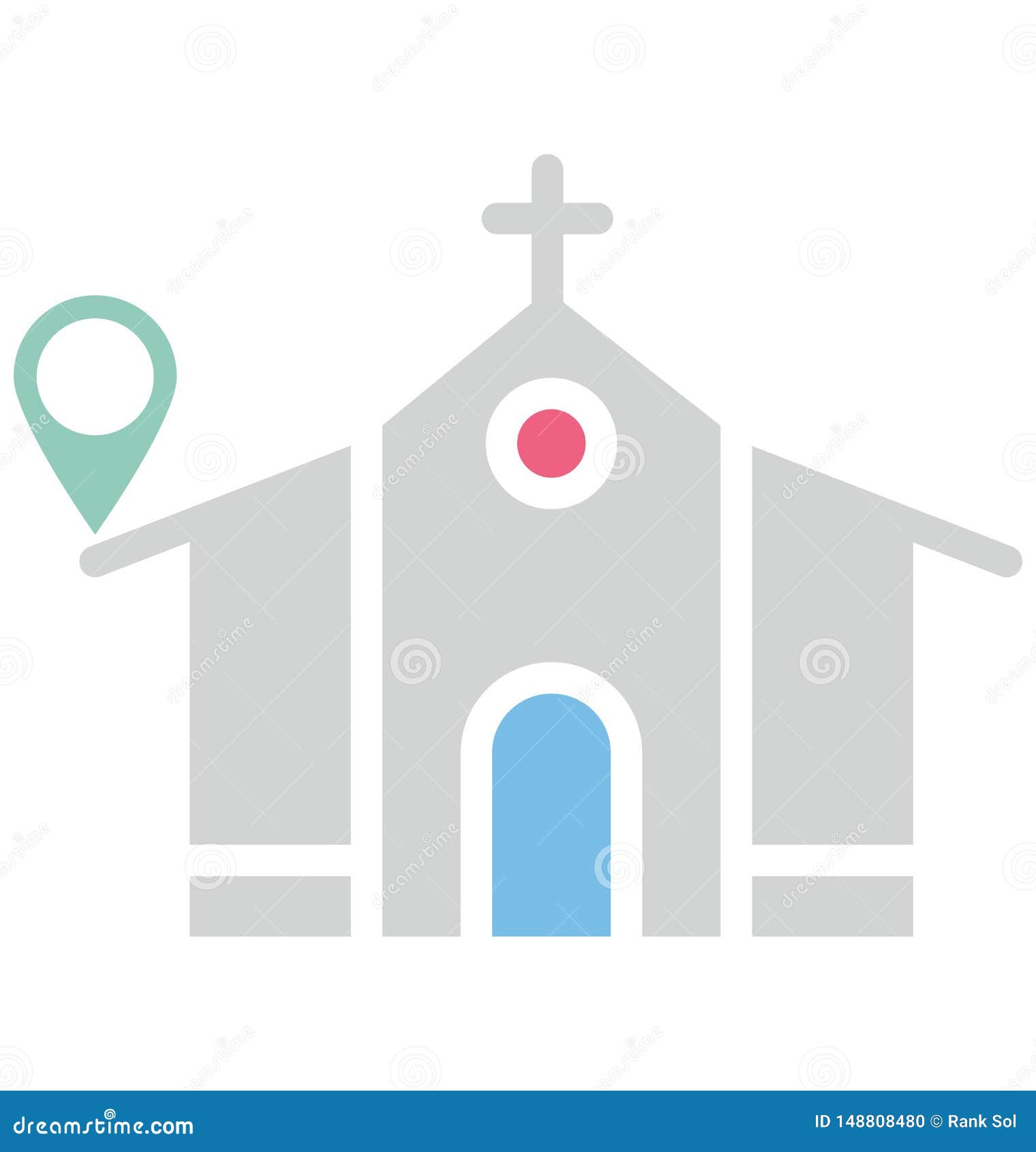 Church Location Map Pointer, House Church Icon With Location Pin, Black ...