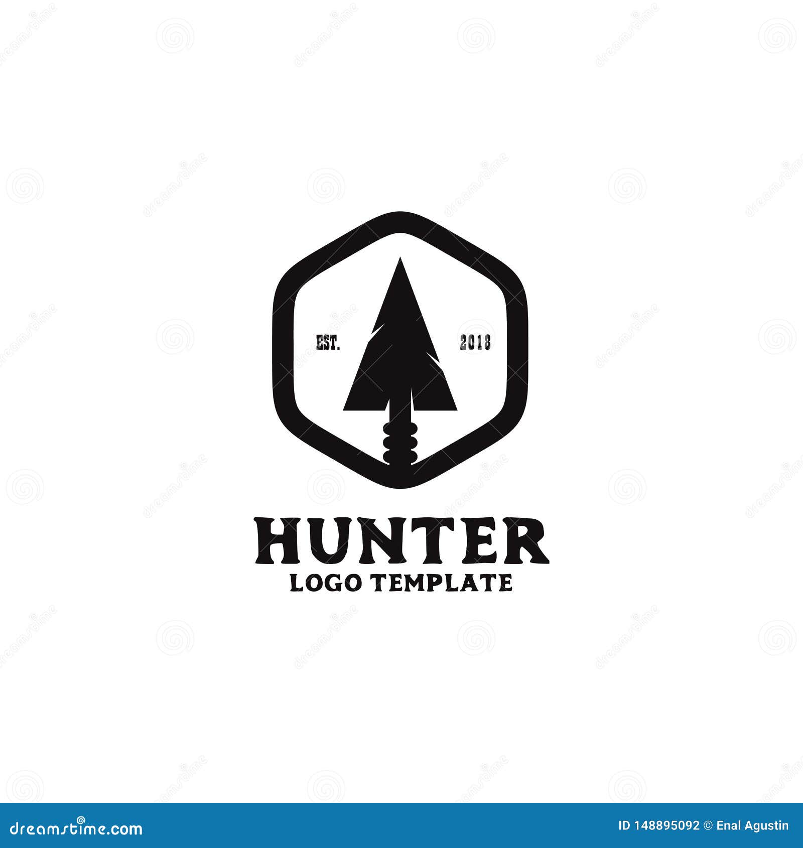 Hunter Logo Design with Using Head Arrow Vector Template Icon Stock ...