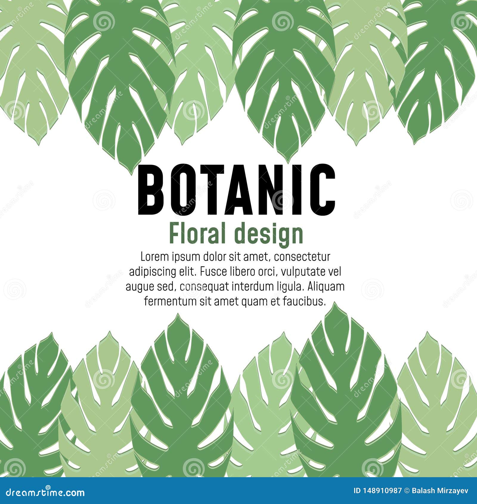 Floral Greenery Botanic Poster Card Design Stock Vector - Illustration ...