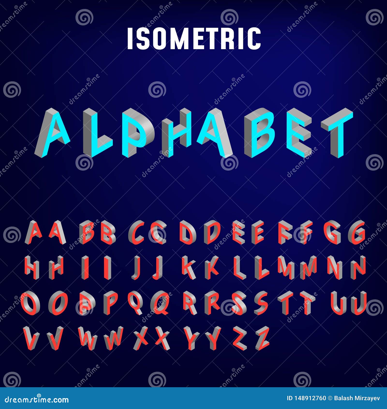 Isometric alphabet font. stock vector. Illustration of typeset - 148912760