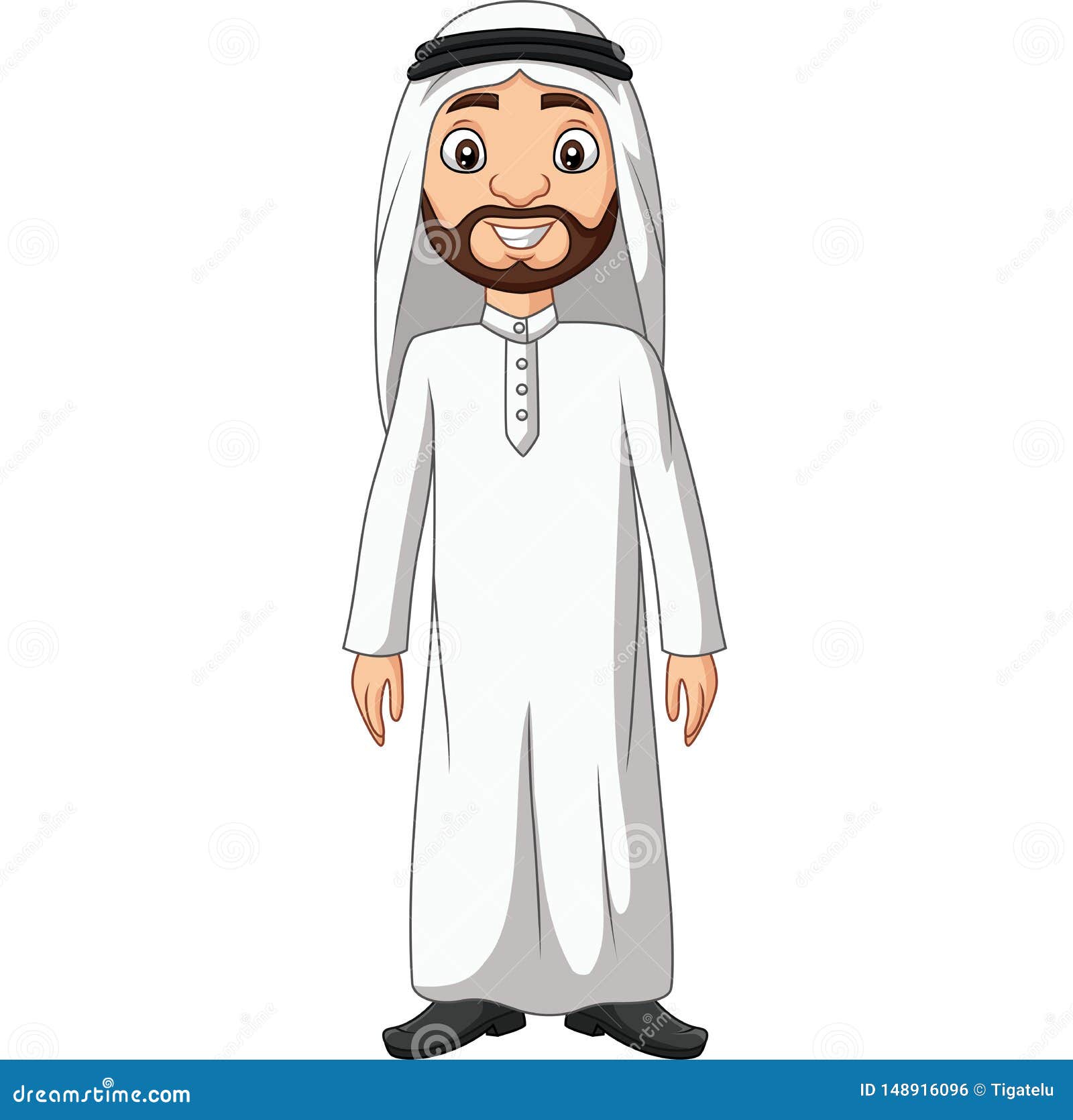 Cartoon Saudi Arab Man in White Clothes Stock Vector - Illustration of ...